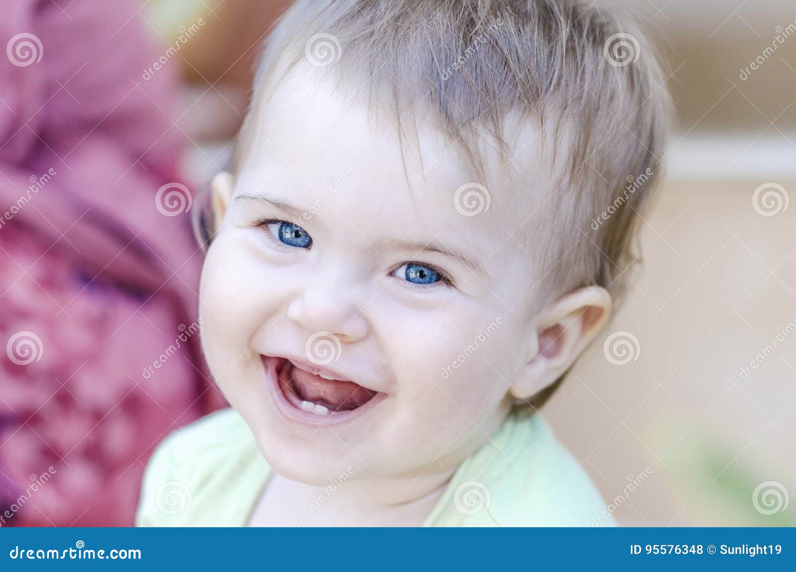 Closeup of Happy Baby Smiling with Her First Teeth Stock Photo - Image ...