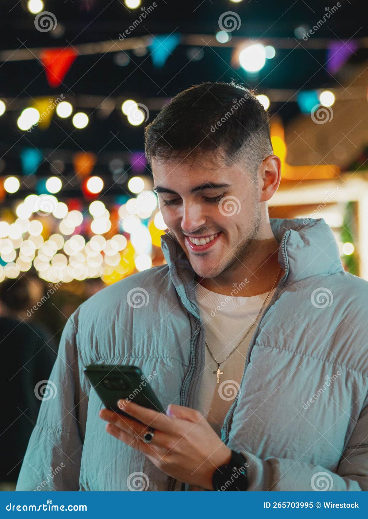 Closeup of a Happy Man Looking on a Phone Stock Image - Image of mobile ...