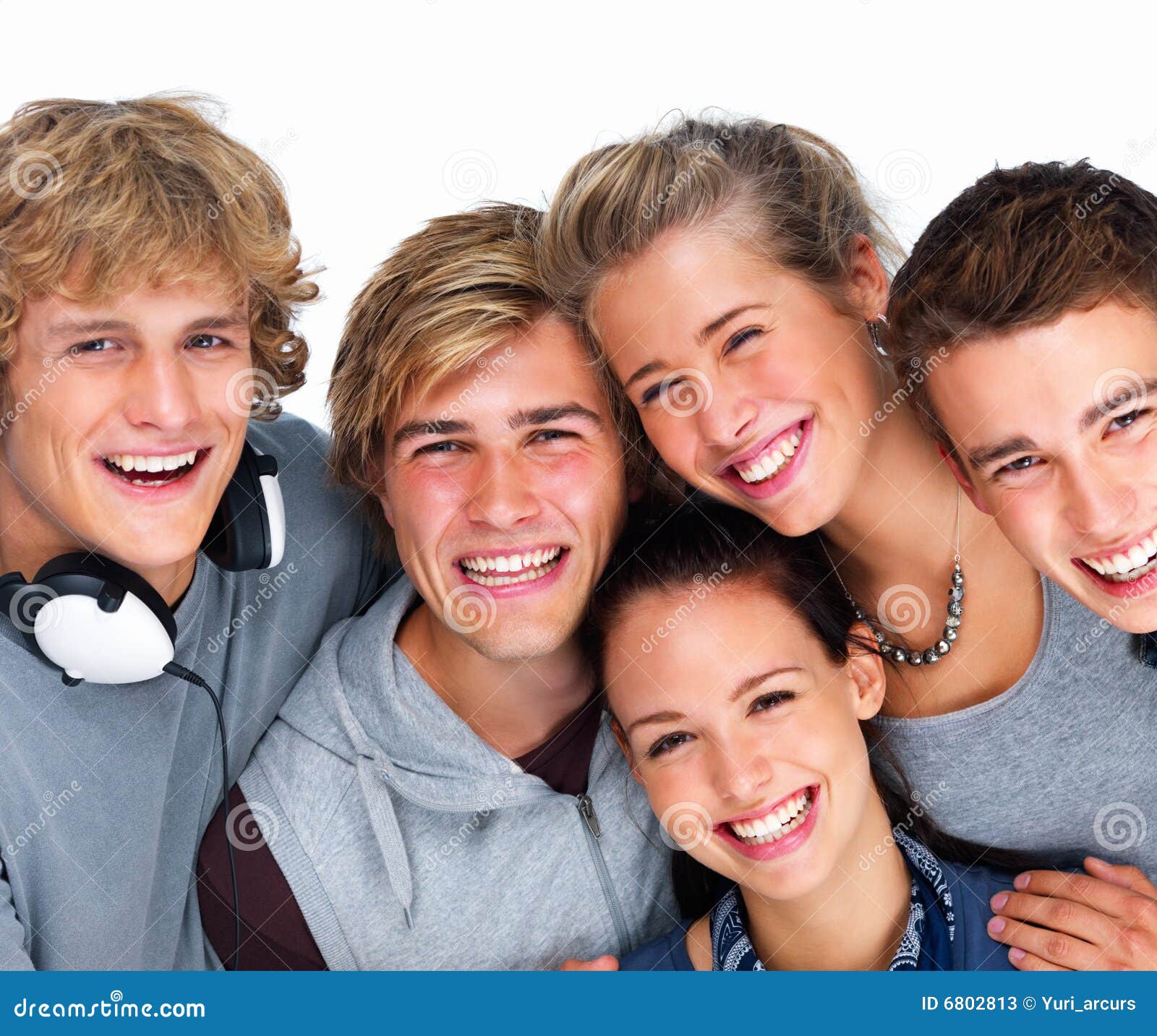 Closeup of Happy Young Men and Women Smiling Stock Image - Image of ...