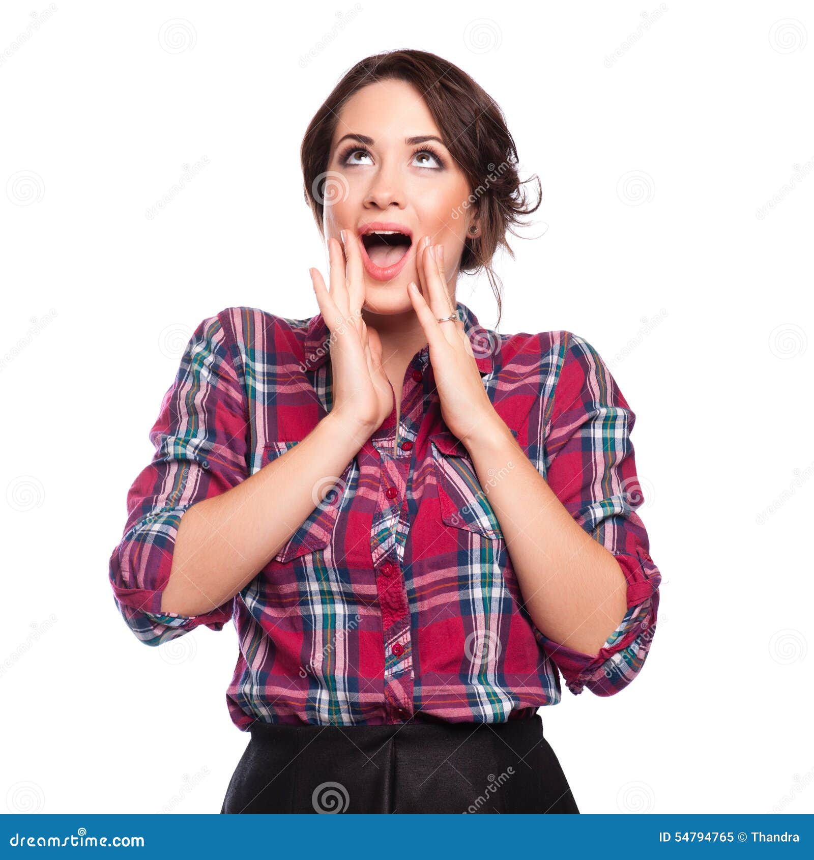 Closeup of a Happy Young Woman Surprised Stock Image - Image of modern ...