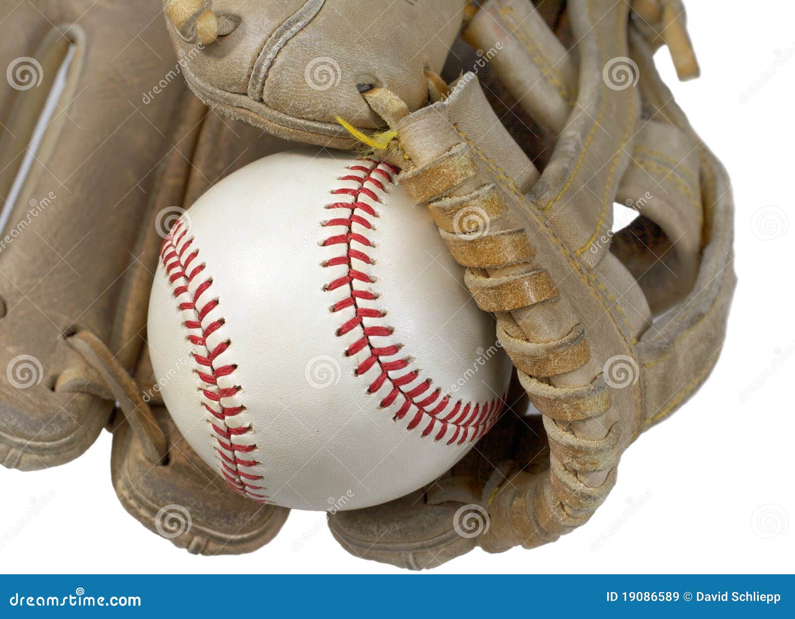 Closeup of Hardball in Baseball Glove Stock Image - Image of leather ...