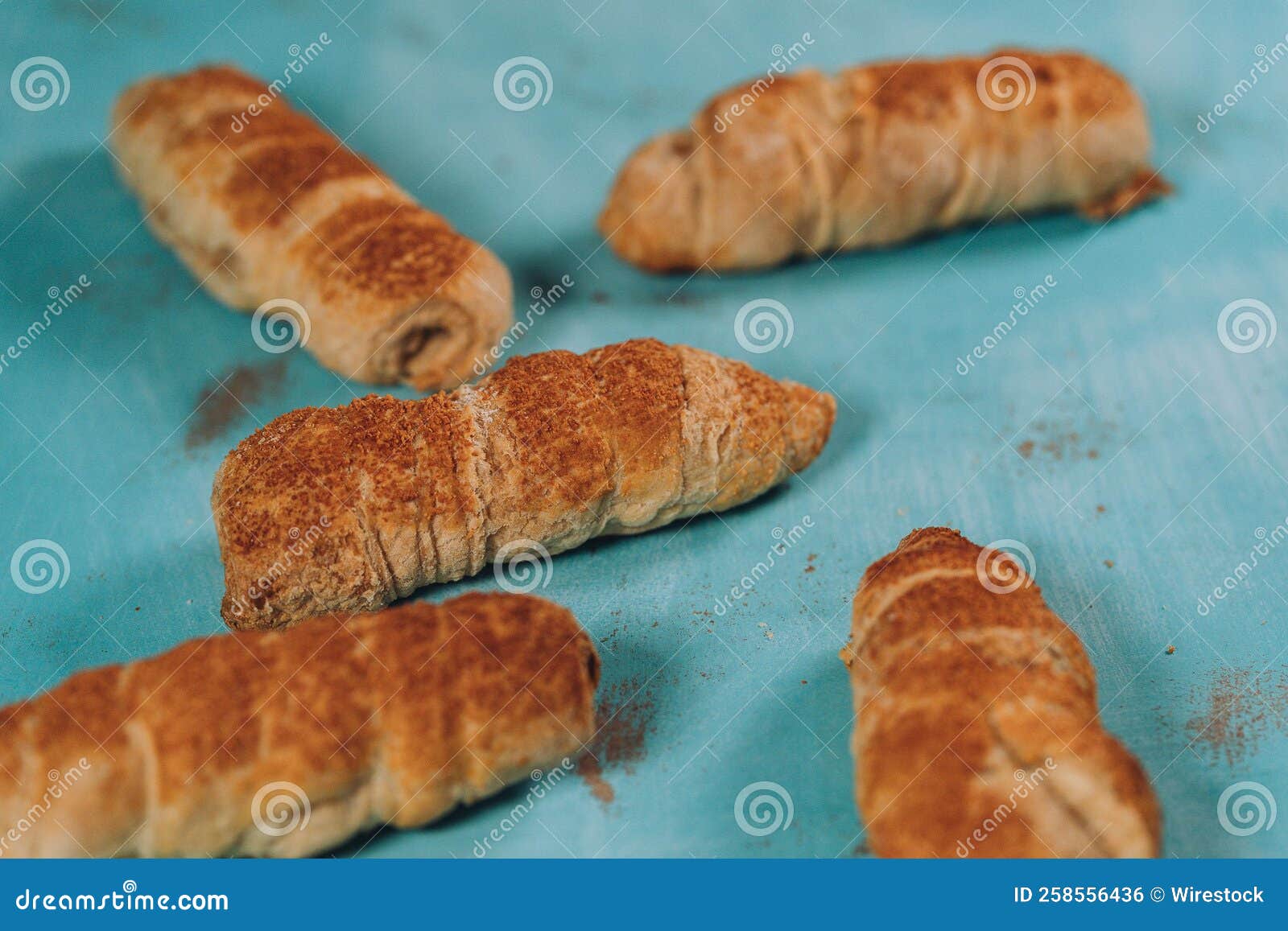 Closeup of Hashasli Mercimekli Citir Borek on a Blue Surface Stock ...