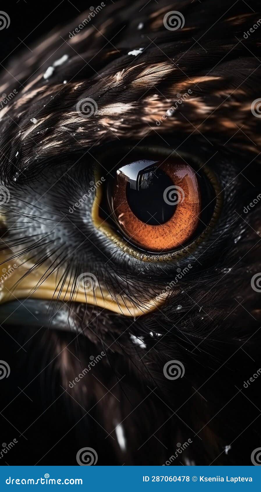 Closeup Hawk Eye, Portrait of Animal on Dark Background. Ai Generated ...