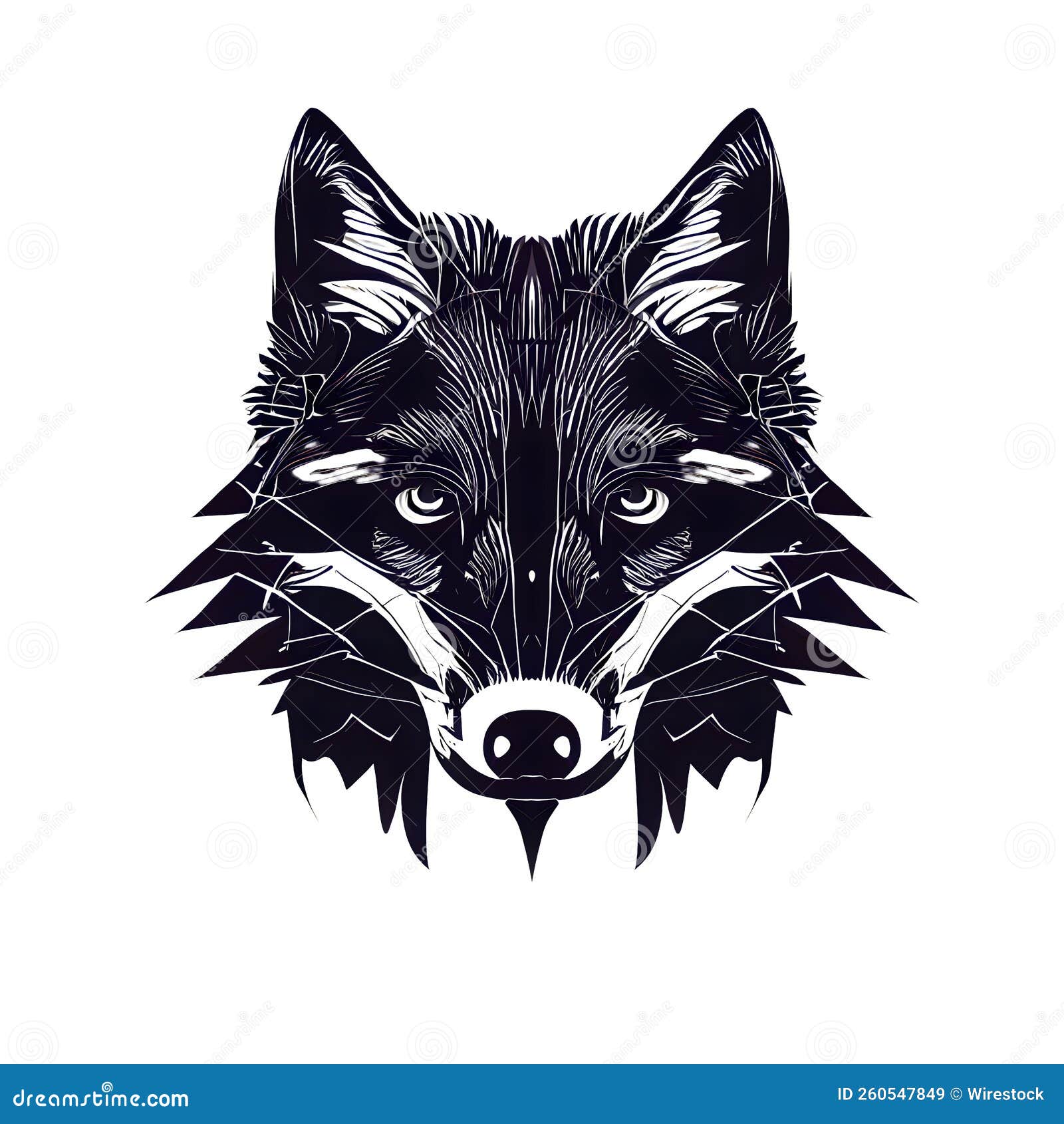 Closeup of the Head of a Black Wolf Icon Stock Illustration ...