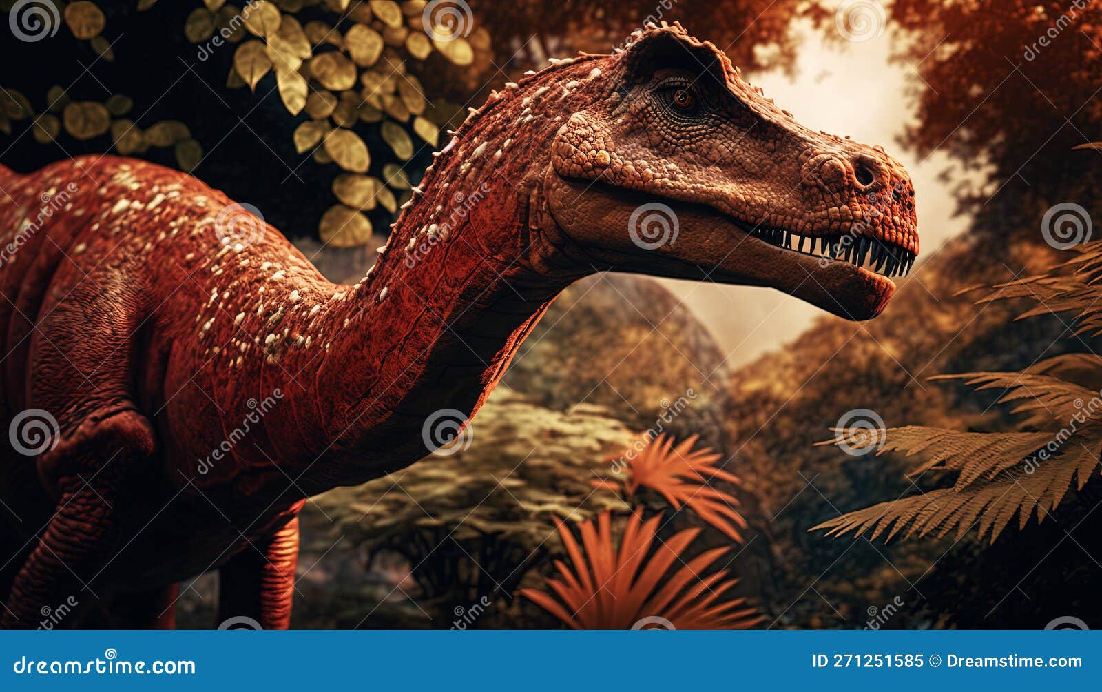 Closeup on Head with Sharp Teeth of Carnivorous Dinosaur. Prehistoric ...
