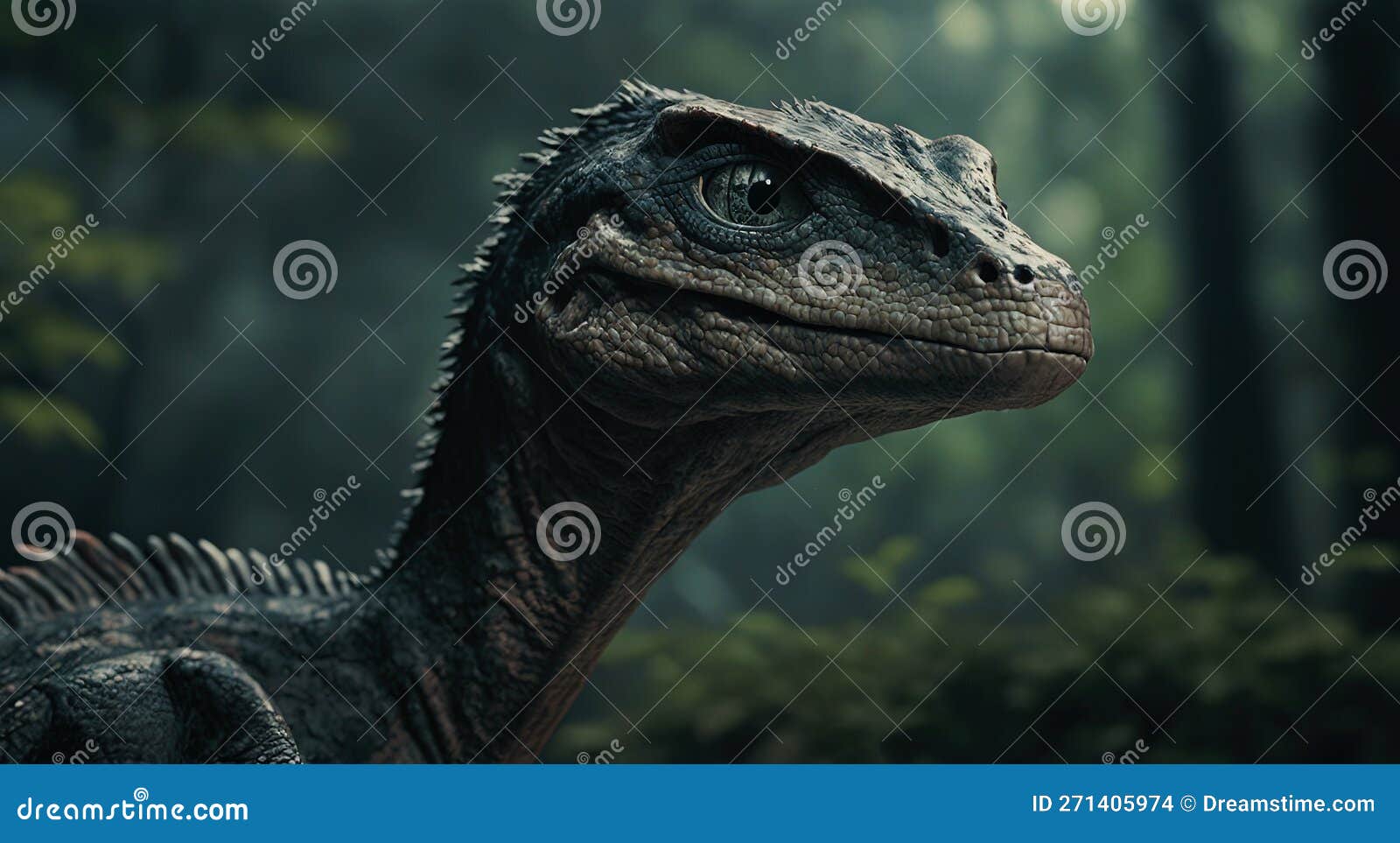 Closeup on Head with Sharp Teeth of Carnivorous Dinosaur. Prehistoric ...