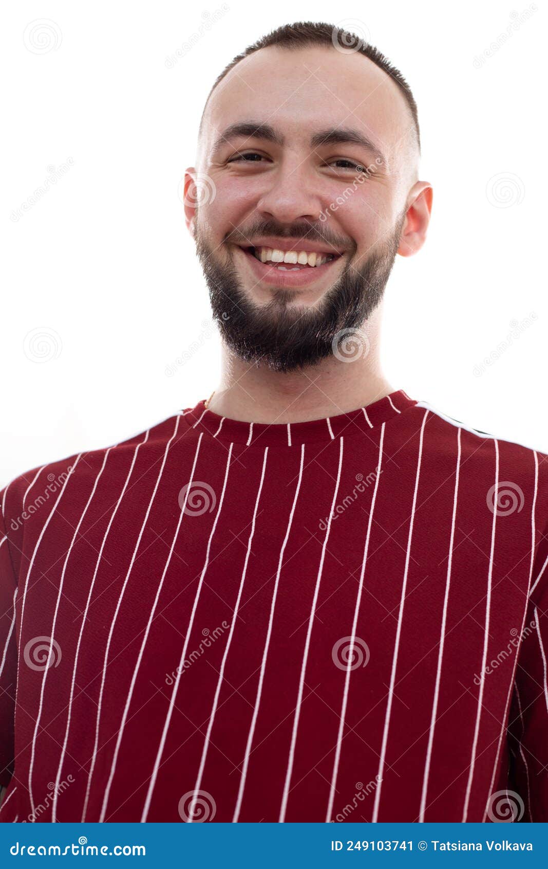 Closeup Vertical Image of Unshaven Man Face Posing and Looking at ...