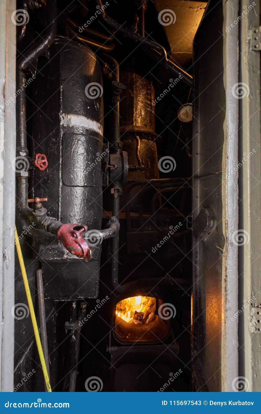 Train heating boiler stock image. Image of device, control - 115697543