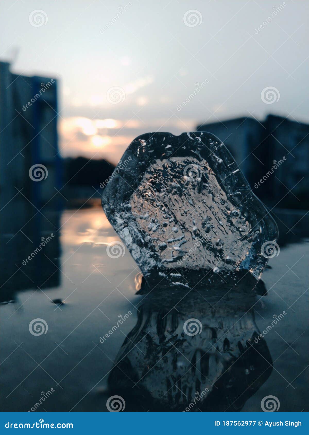 Closeup of Hexagonal Ice Cube Stock Image - Image of closeup, melting ...