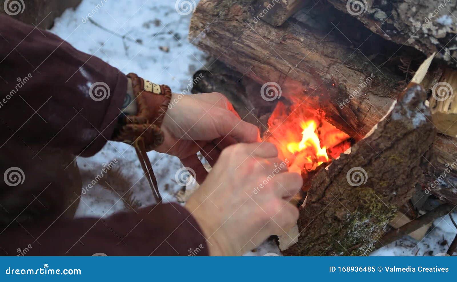 Native Warrior Man Lights Campfire Stock Video - Video of fire, camp ...