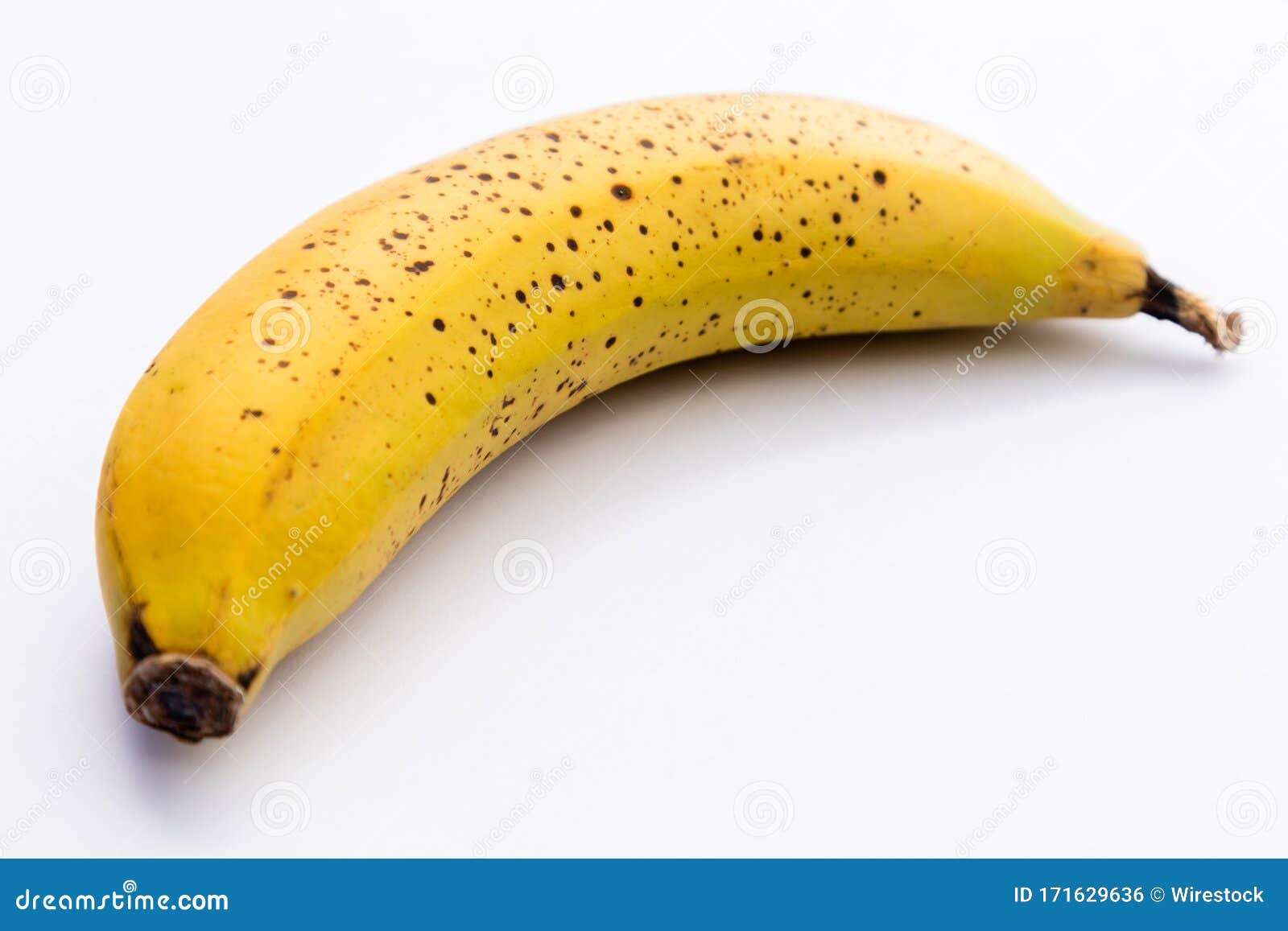 Closeup High Angle Shot of a Banana Isolated on a White Surface Stock ...
