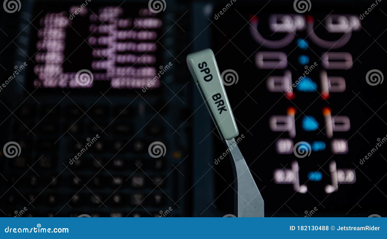 Closeup High Detailed View of Lower Display Unit, Flight Management ...