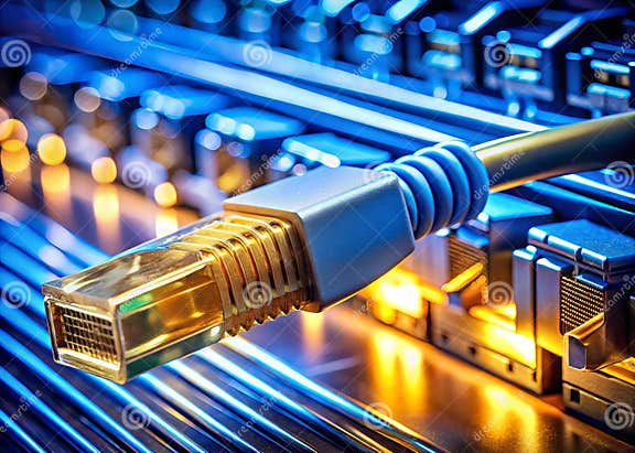 CloseUp of a HighSpeed Ethernet Cable Connection Exploring the Inner ...