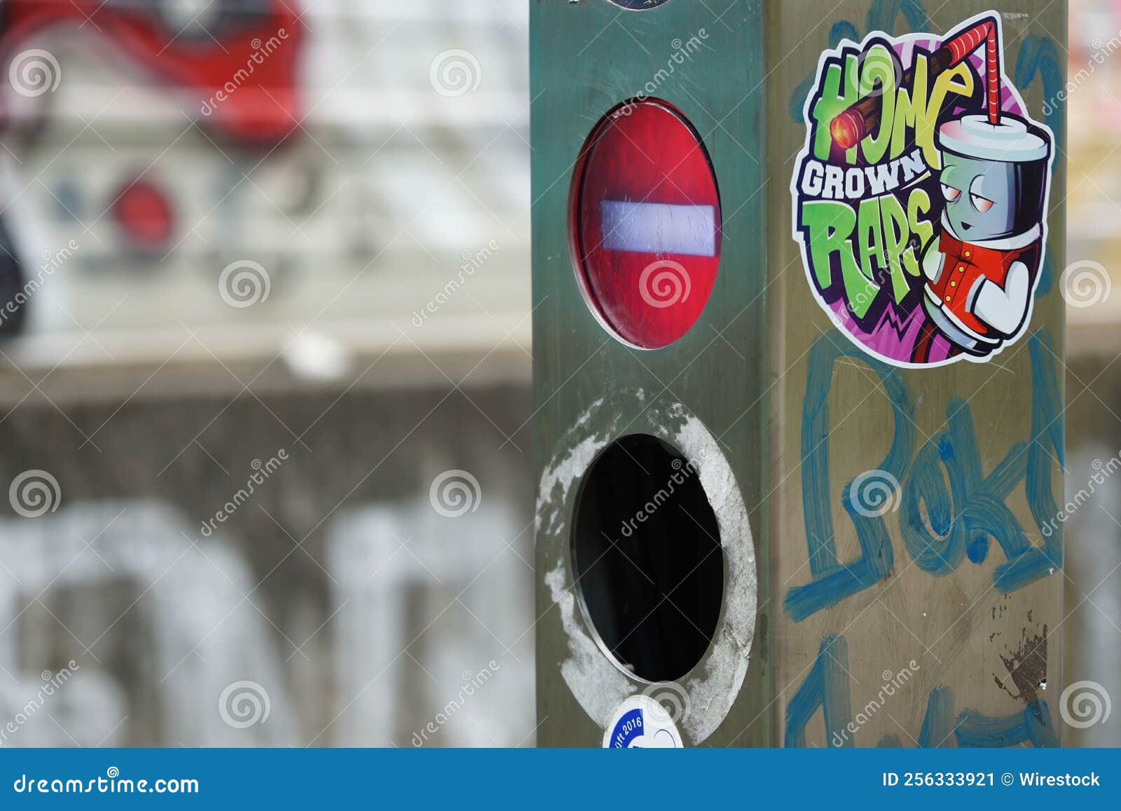 Closeup Of A Hip-hop Sticker On A Stop Column Of An Escalator At The ...