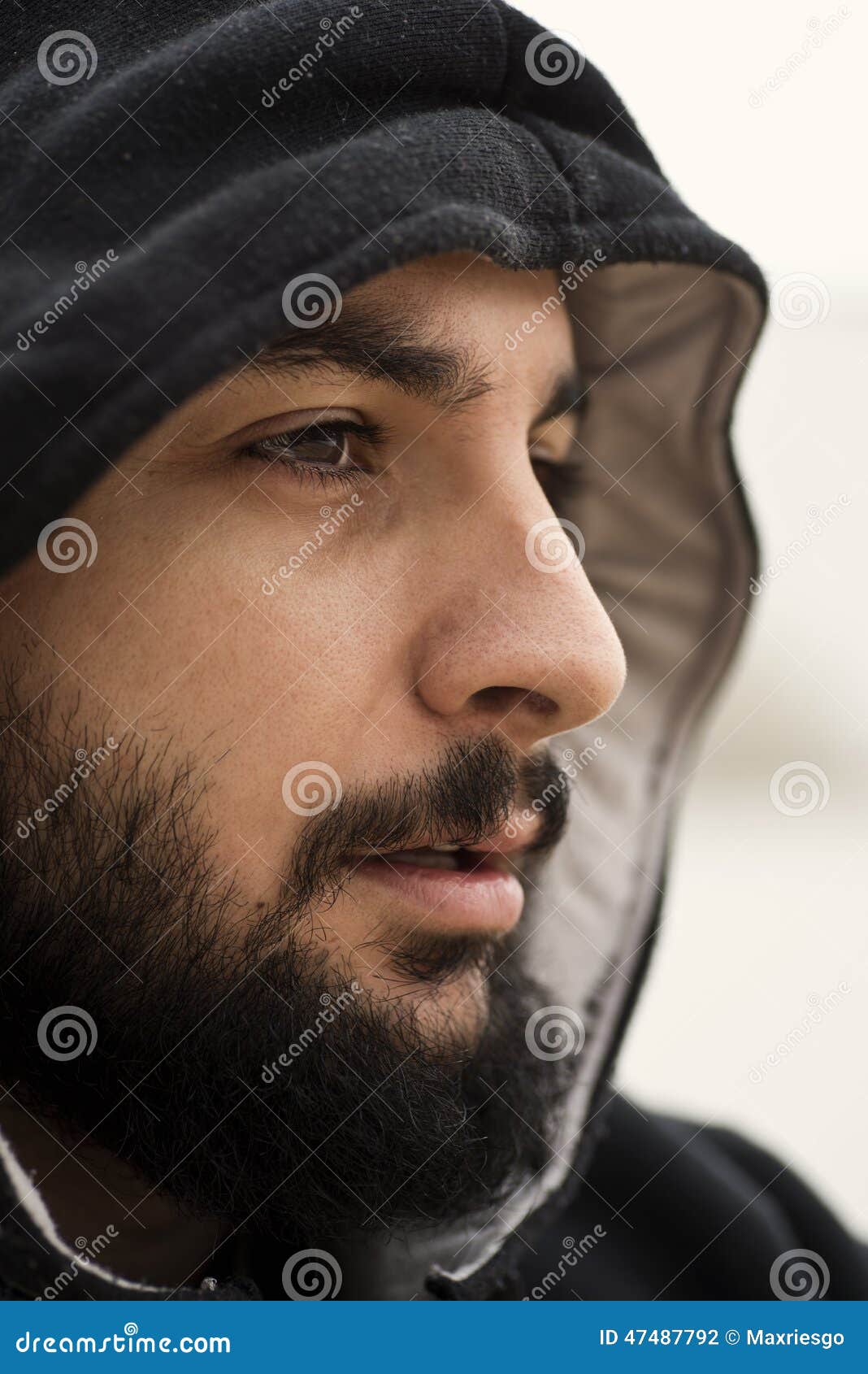 Closeup hipster with hood stock photo. Image of anonymous - 47487792