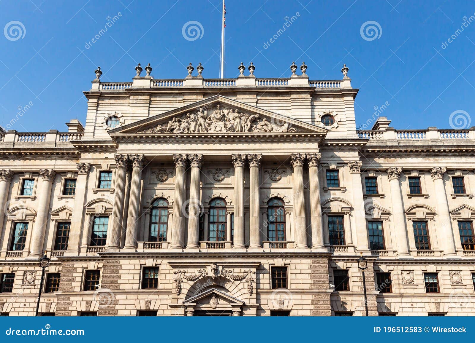 Closeup of the HM Treasury Building in London Stock Image - Image of ...