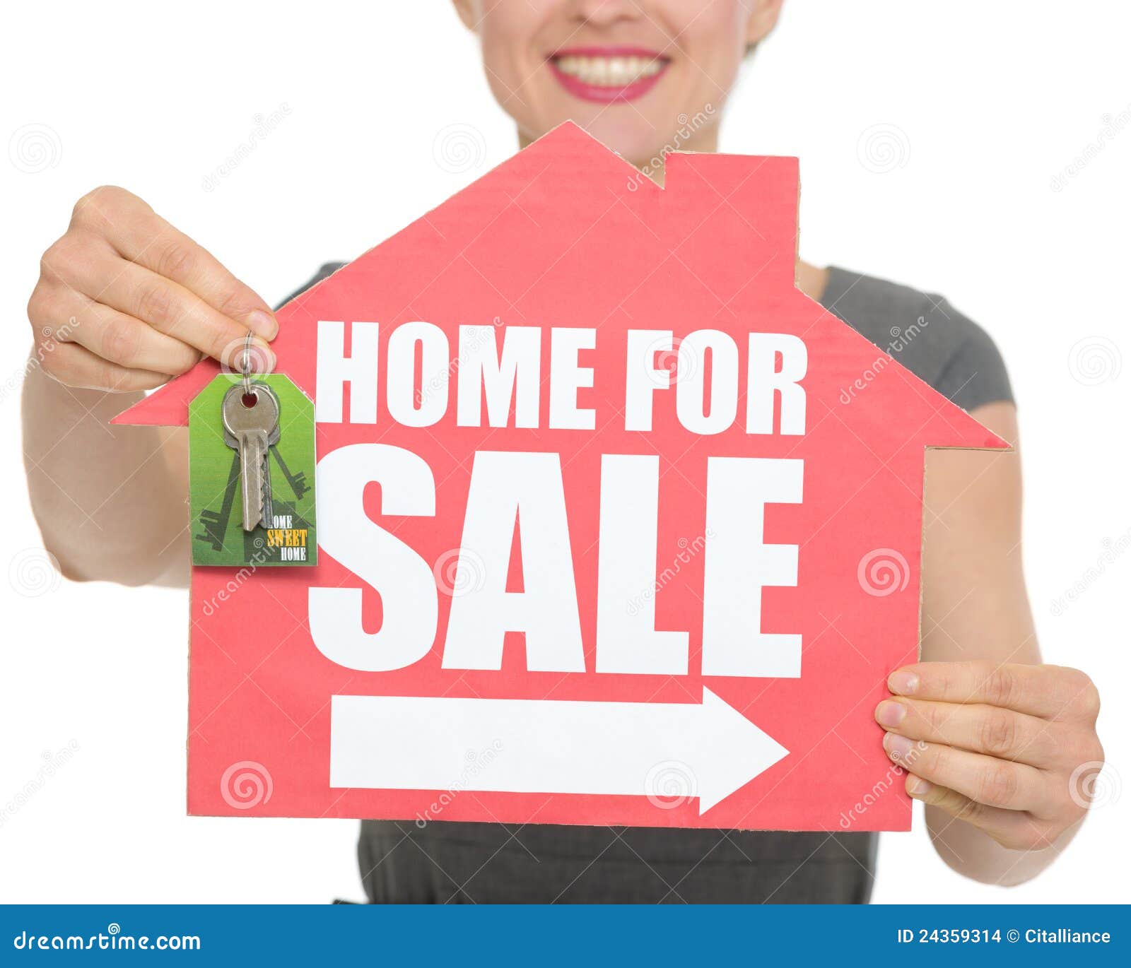 Closeup on Home for Sale Sign and Keys Stock Photo - Image of close ...