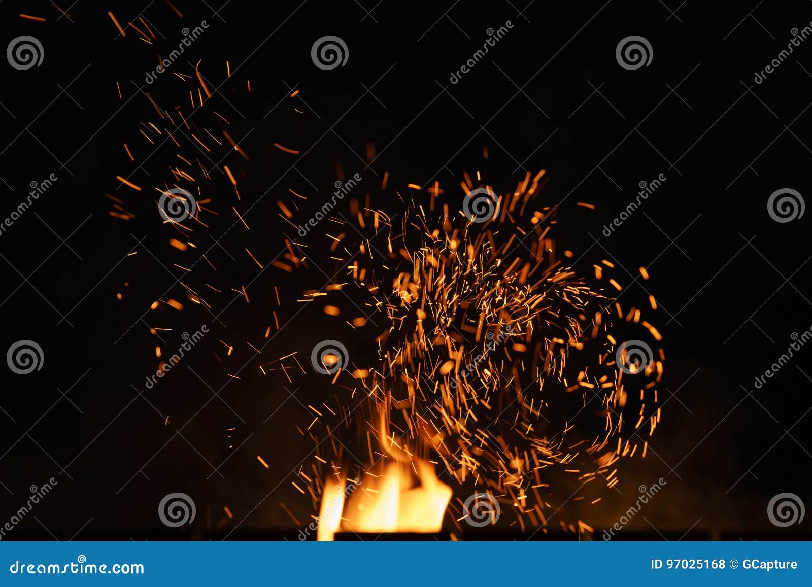 Closeup Hot Spark from Campfire Over Night Sky Stock Photo - Image of ...