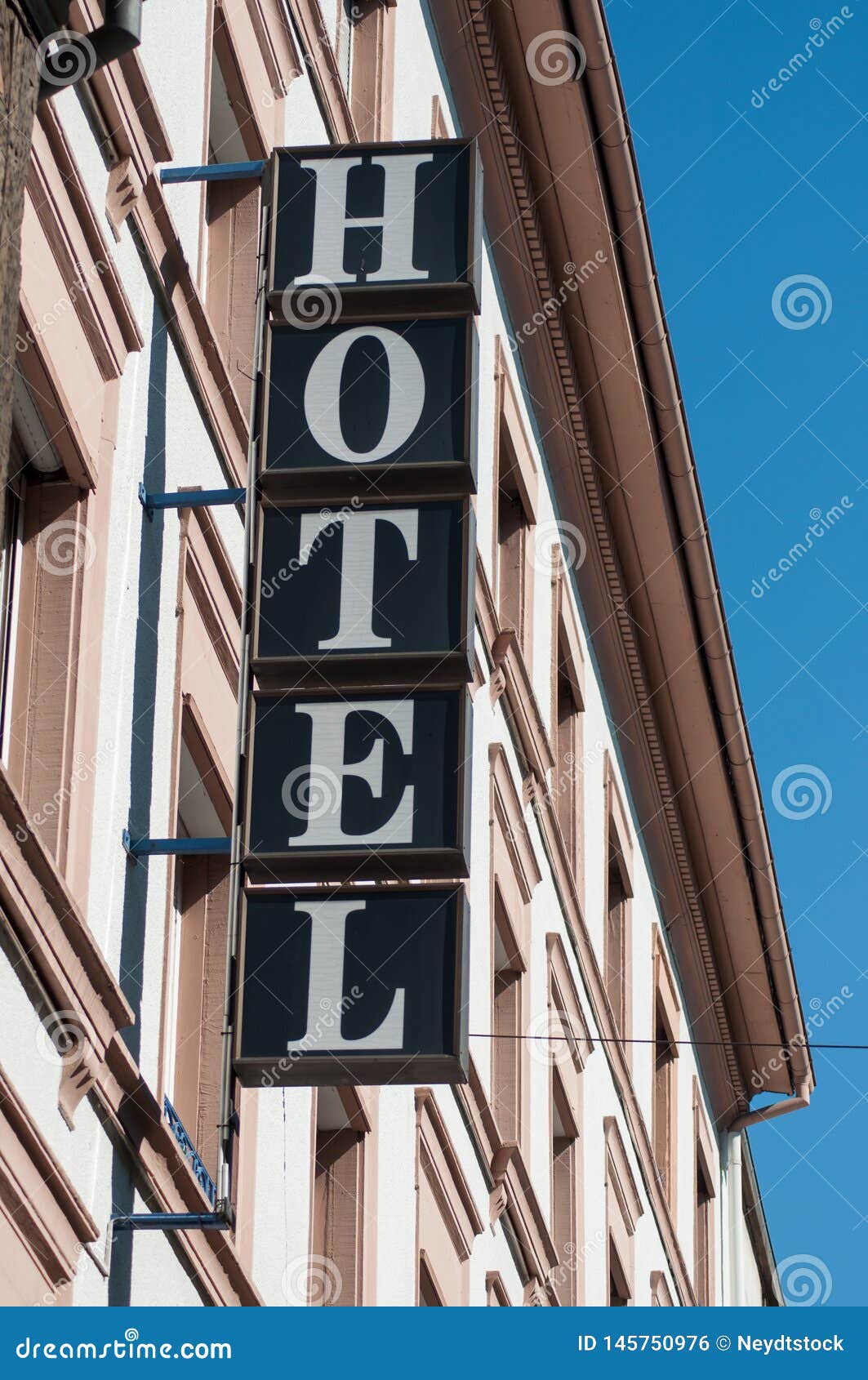 Hotel Signage on Building Facade Stock Photo - Image of luxury, front ...