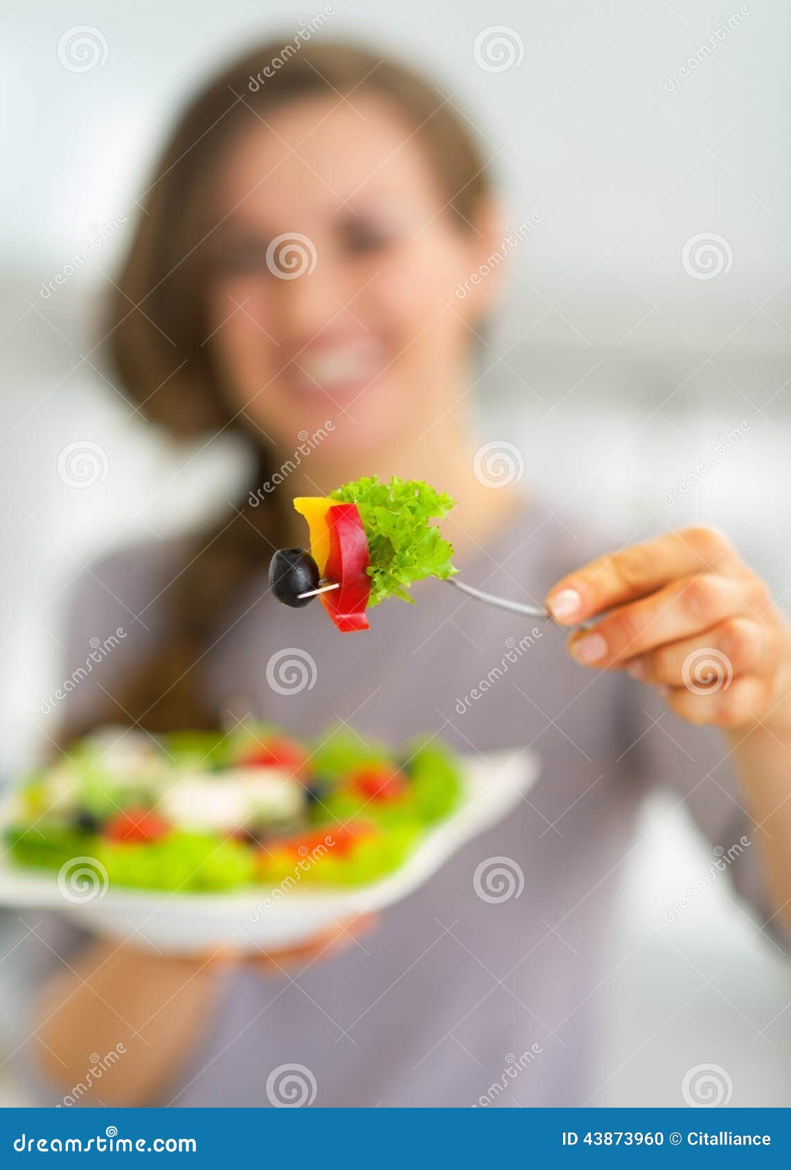 Closeup on Housewife Giving Fork with Vegetables Stock Photo - Image of ...