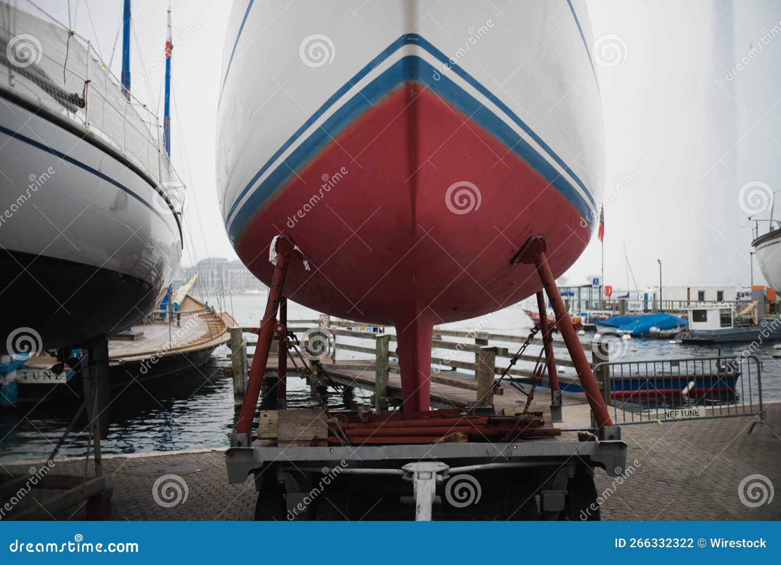 Closeup of a Huge Boat on a Boat Cradle Stock Photo - Image of ...