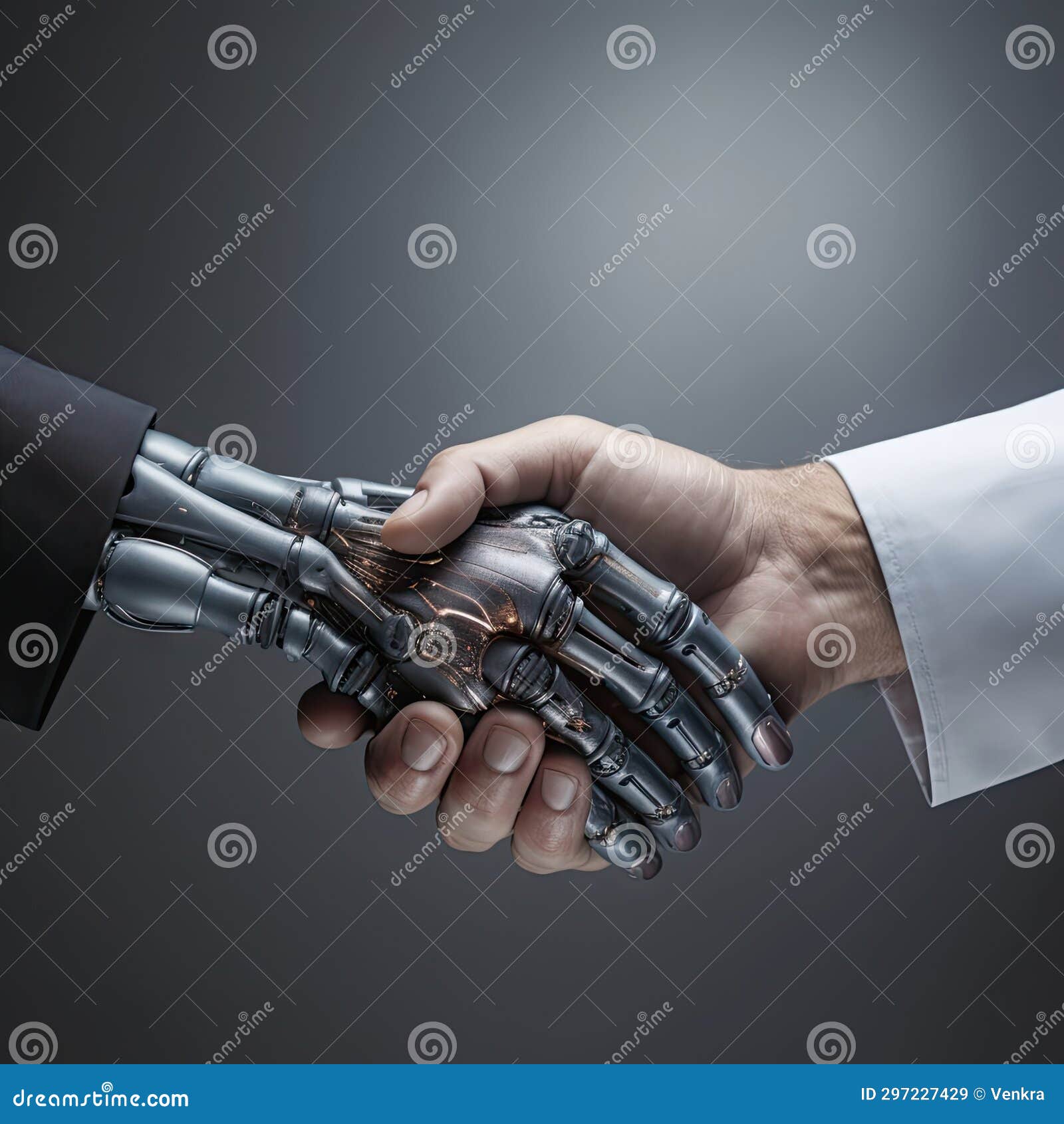 Closeup of the Human Hand Shake with a Robot Hand Stock Illustration ...