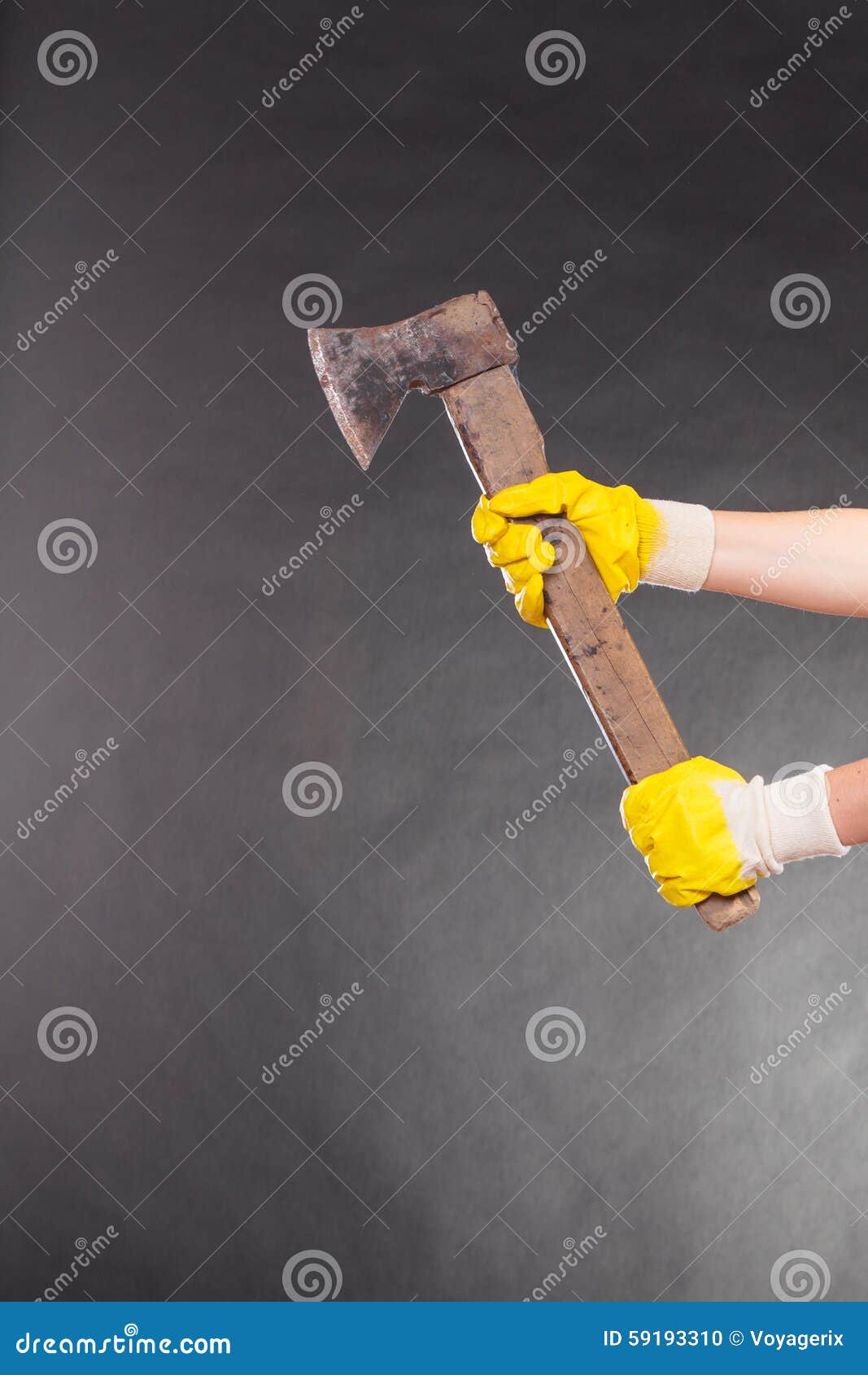 Closeup Human Hands Holding Axe Chopper. Stock Photo - Image of closeup ...