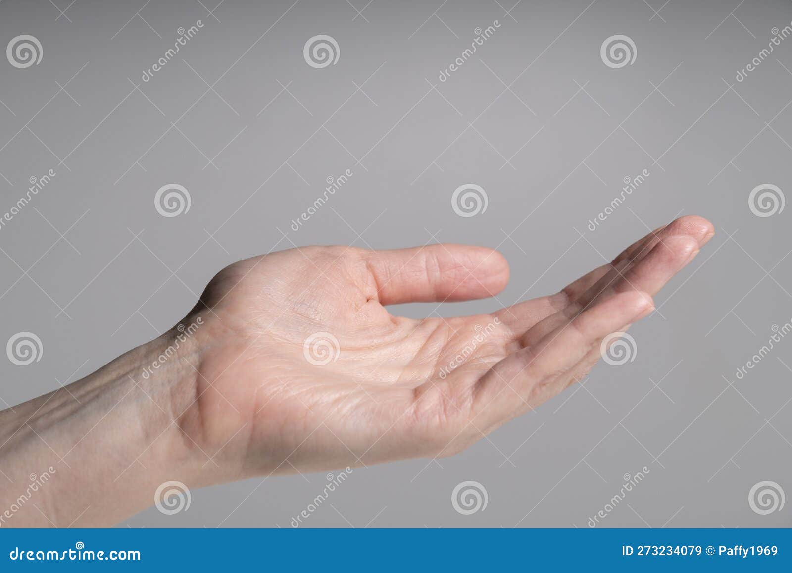 Closeup of Human Open Hand Palm on Grey Background Stock Image - Image ...