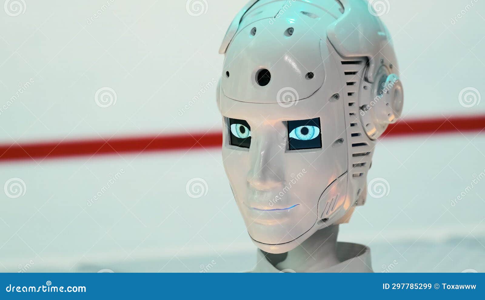 Closeup of Human Robot Blinking Eyes at Export Forum Stock Video ...