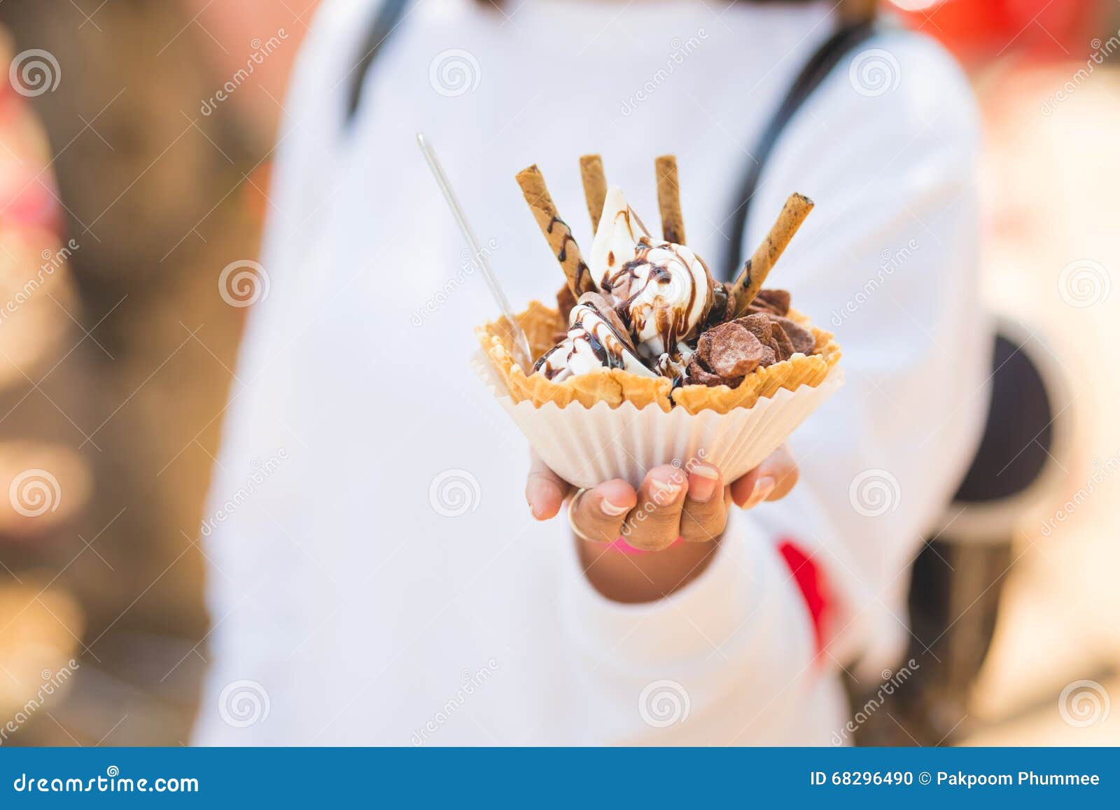 Closeup of Ice Cream Held in Hand Stock Photo - Image of adult, hand ...