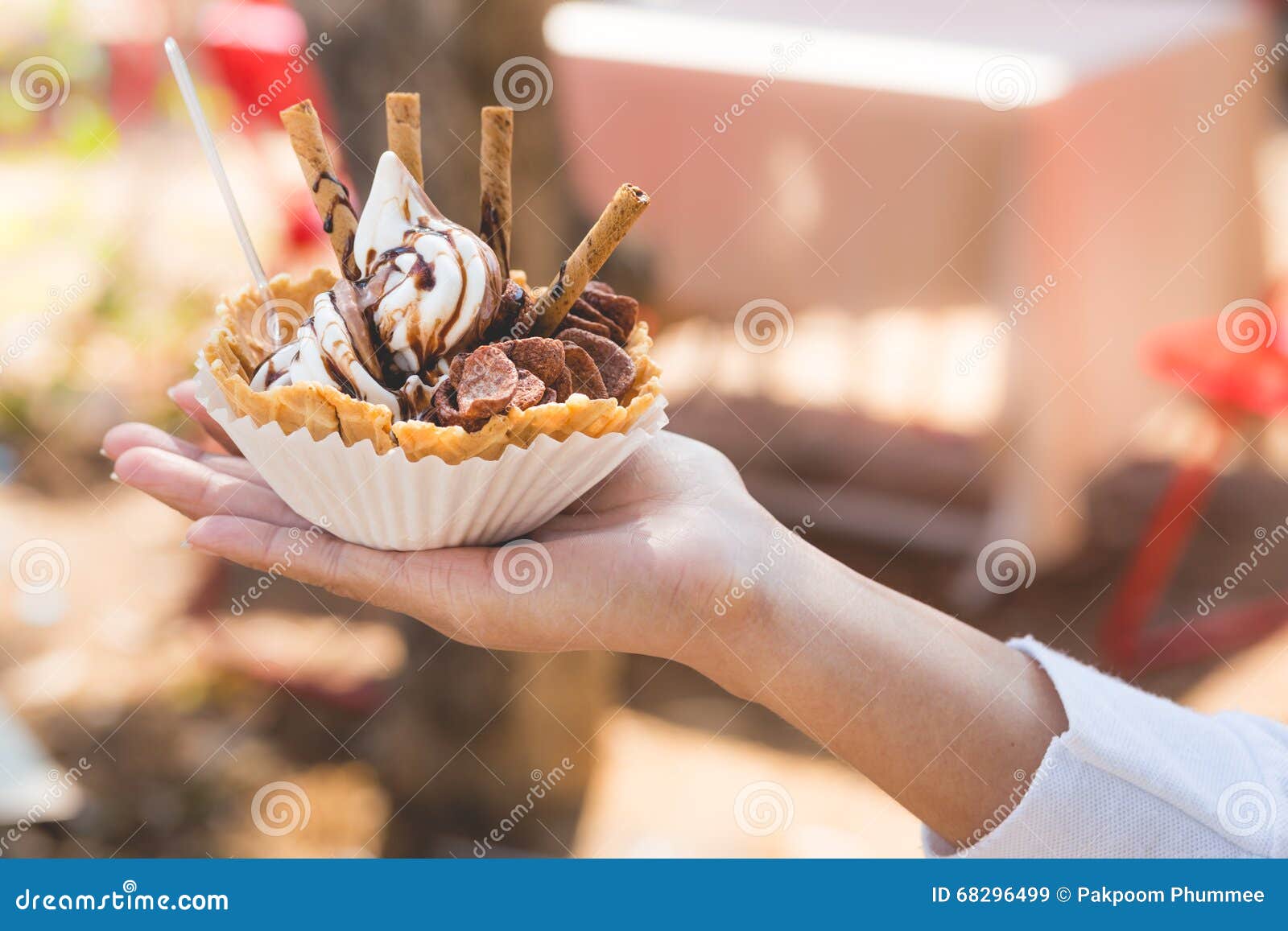 Closeup of Ice Cream Held in Hand Stock Image - Image of snack, holding ...