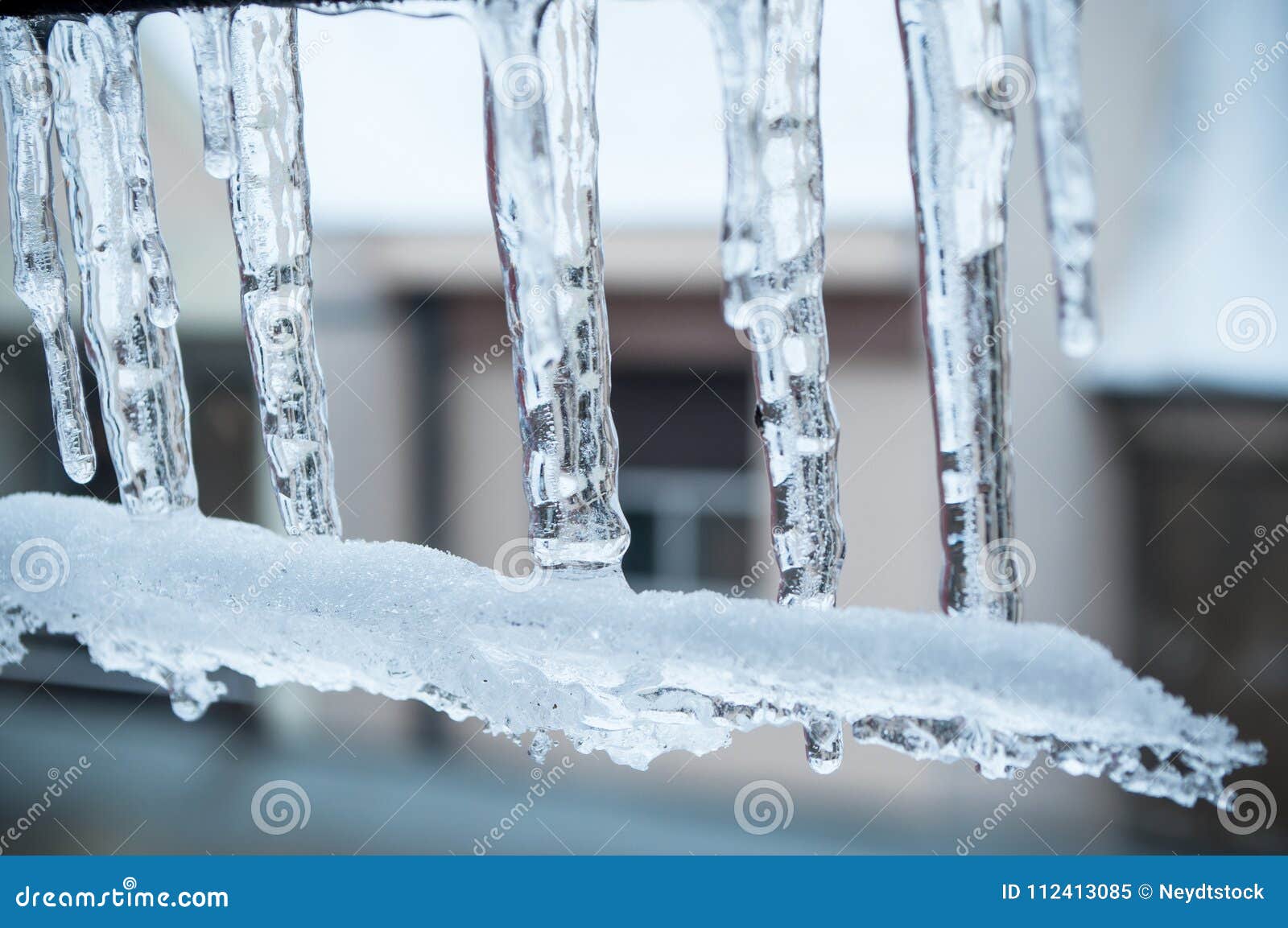 Ice Stalactites on Window of House Stock Image - Image of icicle ...
