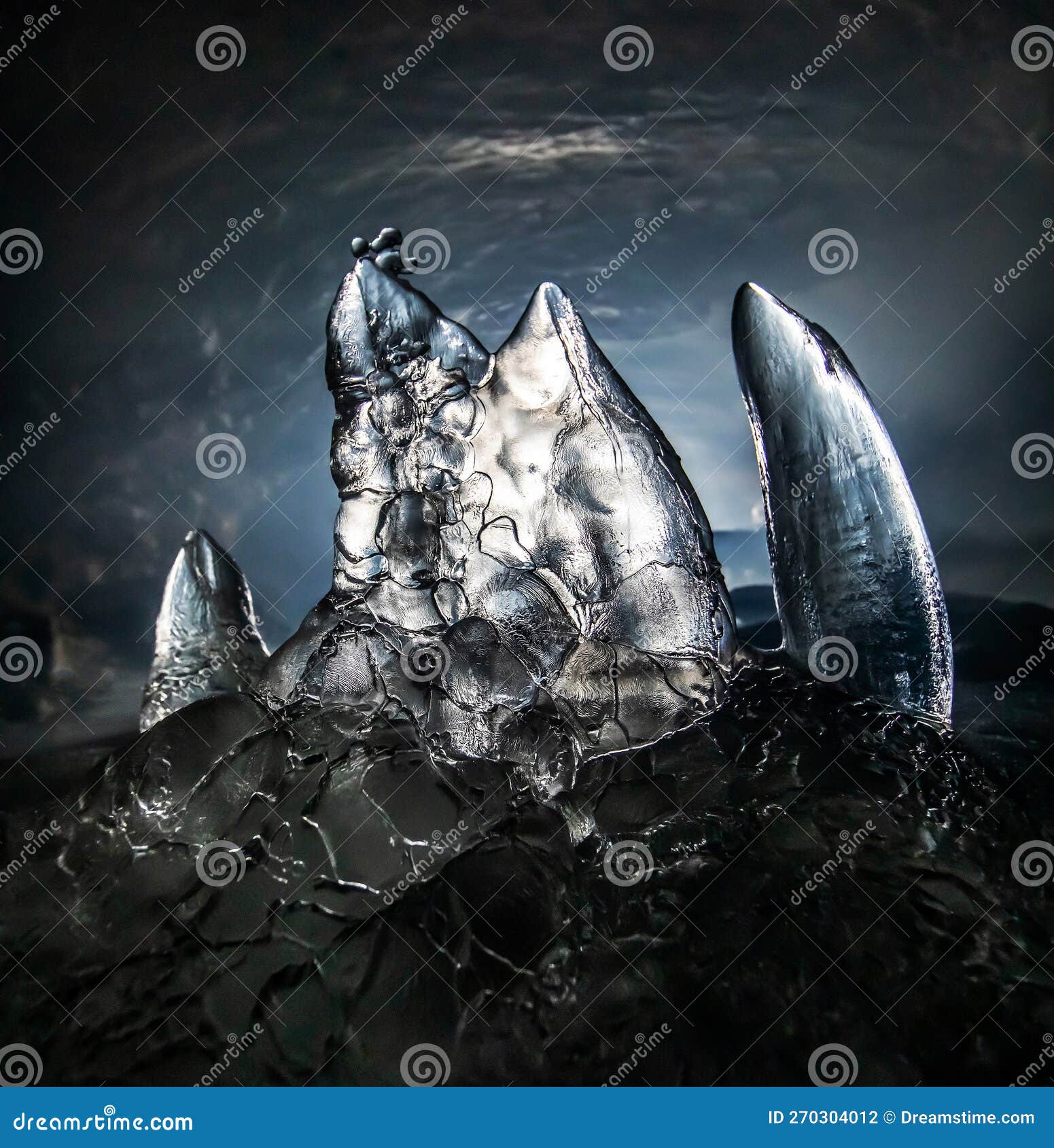 Ice Stalagmite in a Dark Cave Stock Photo - Image of darkness ...