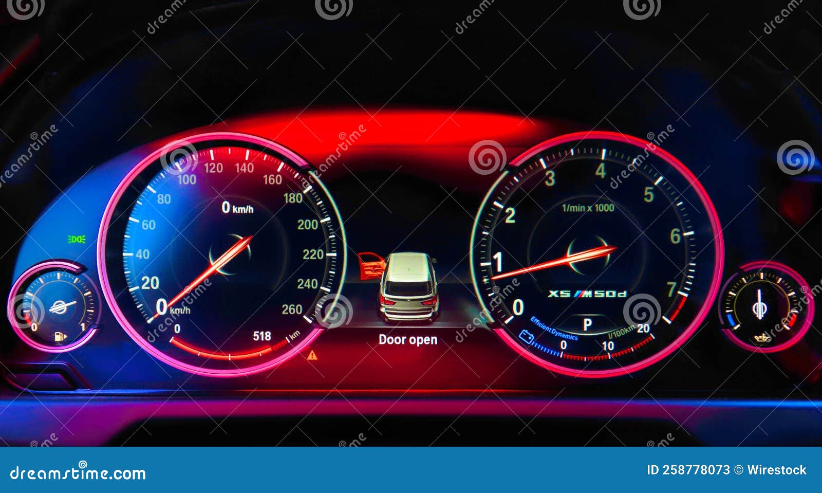 Closeup of Illuminated Car Dashboard Stock Image - Image of indoor ...