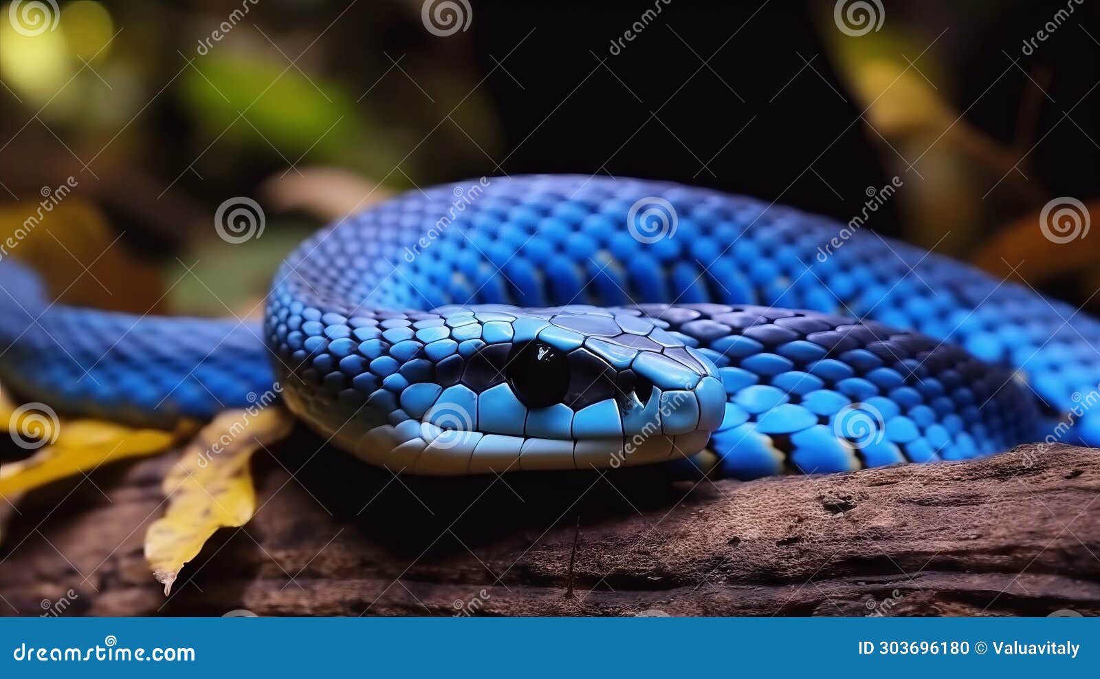 Closeup Image of a Blue Snake. Wildlife Image of a Blue Coral Snake ...
