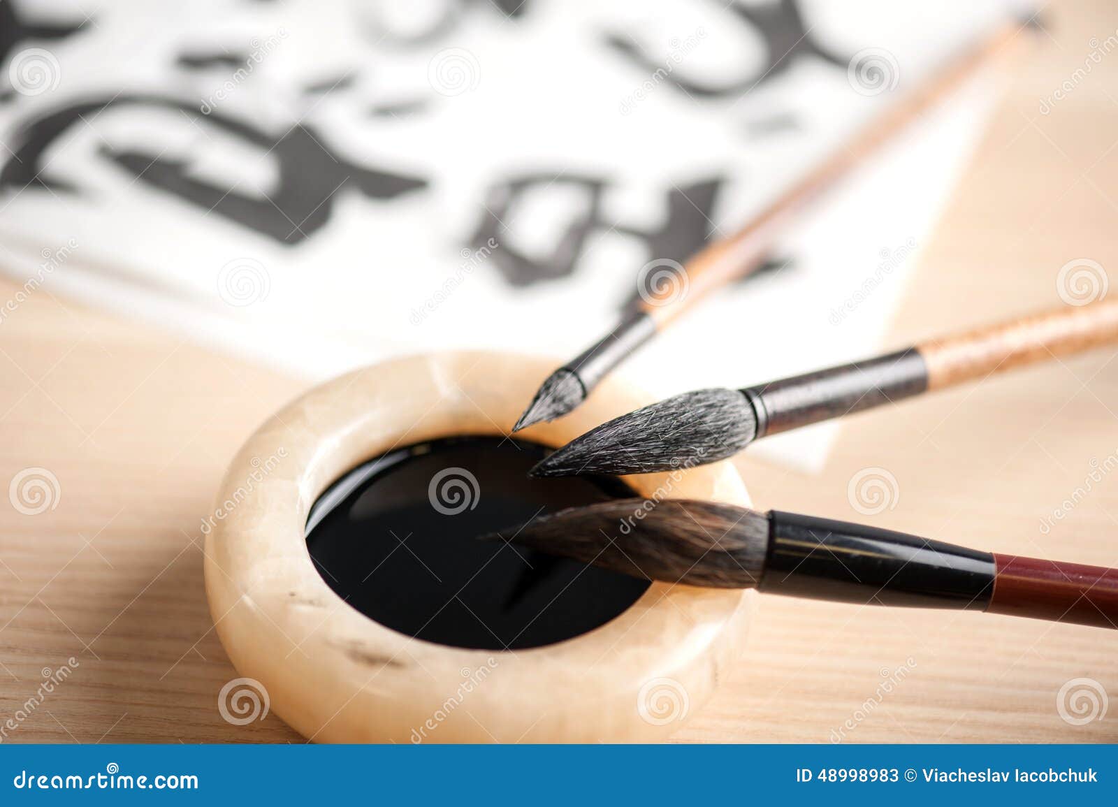 Closeup Image of Calligraphy Tools Stock Image - Image of asia, beige ...