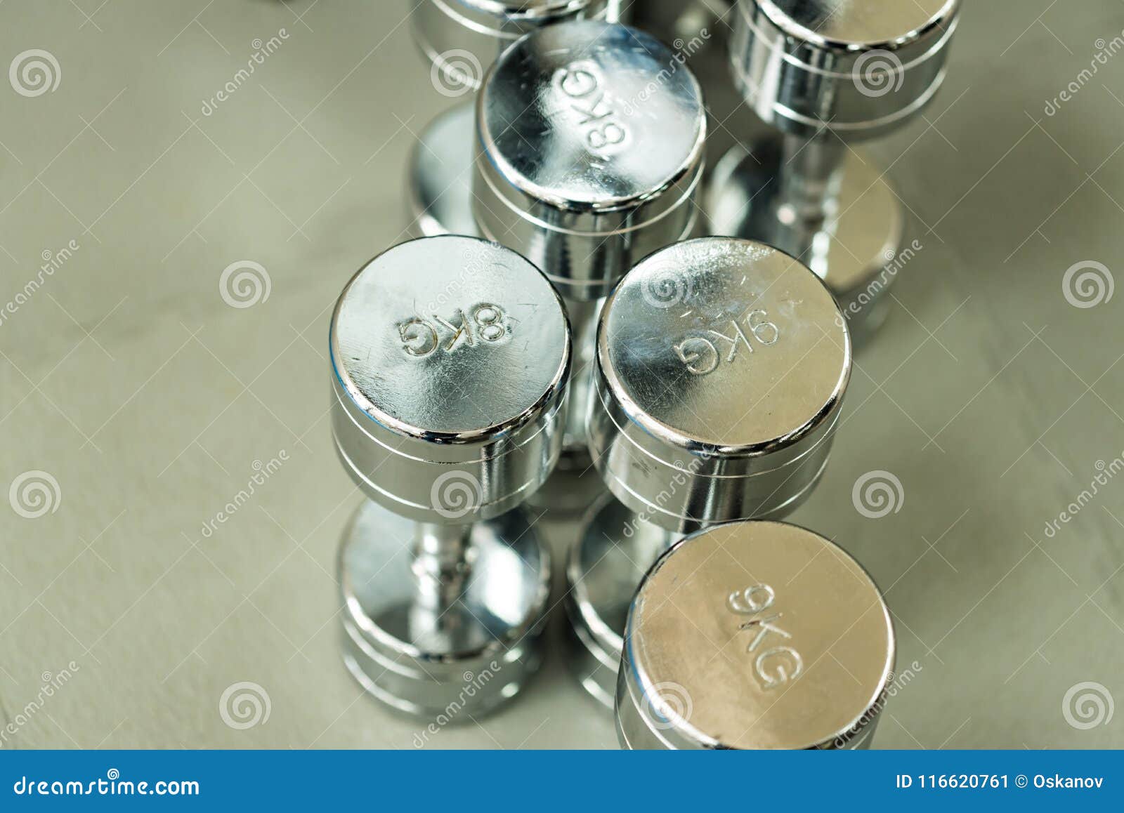 Closeup Image of Chrome Dumbbells Stock Image - Image of exercise ...