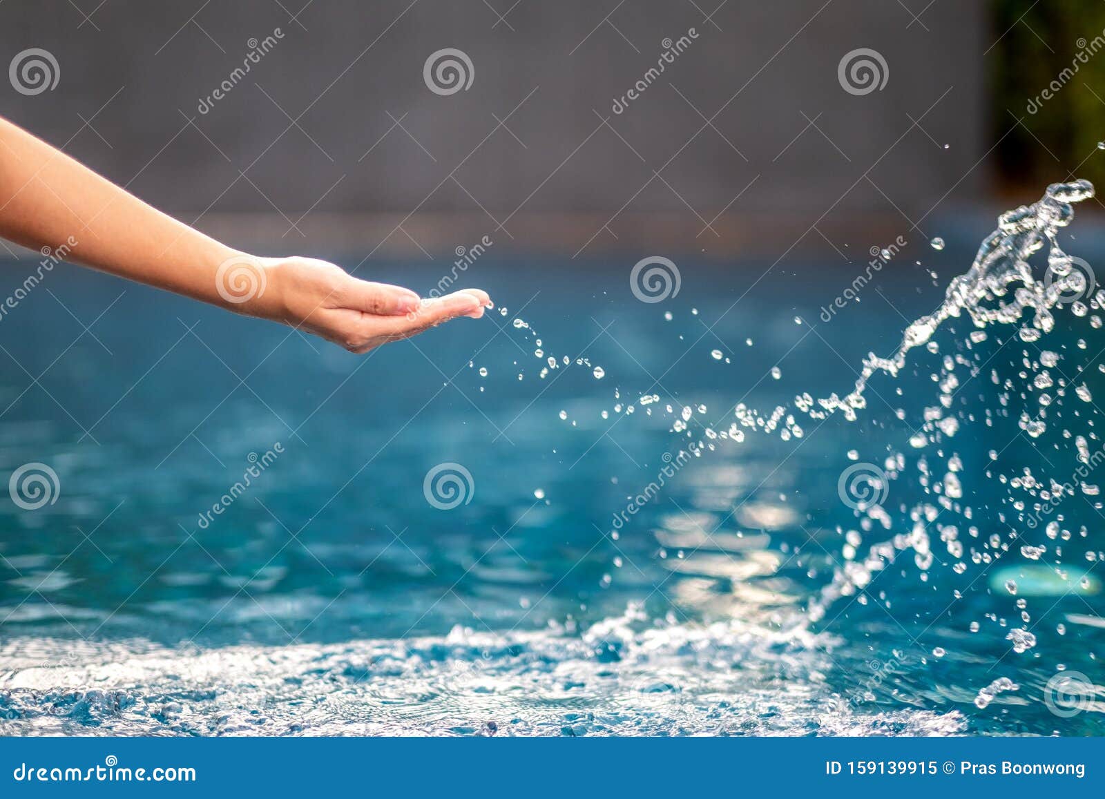 A Hand Splashing Water in the Pool Stock Image - Image of arms, finger ...
