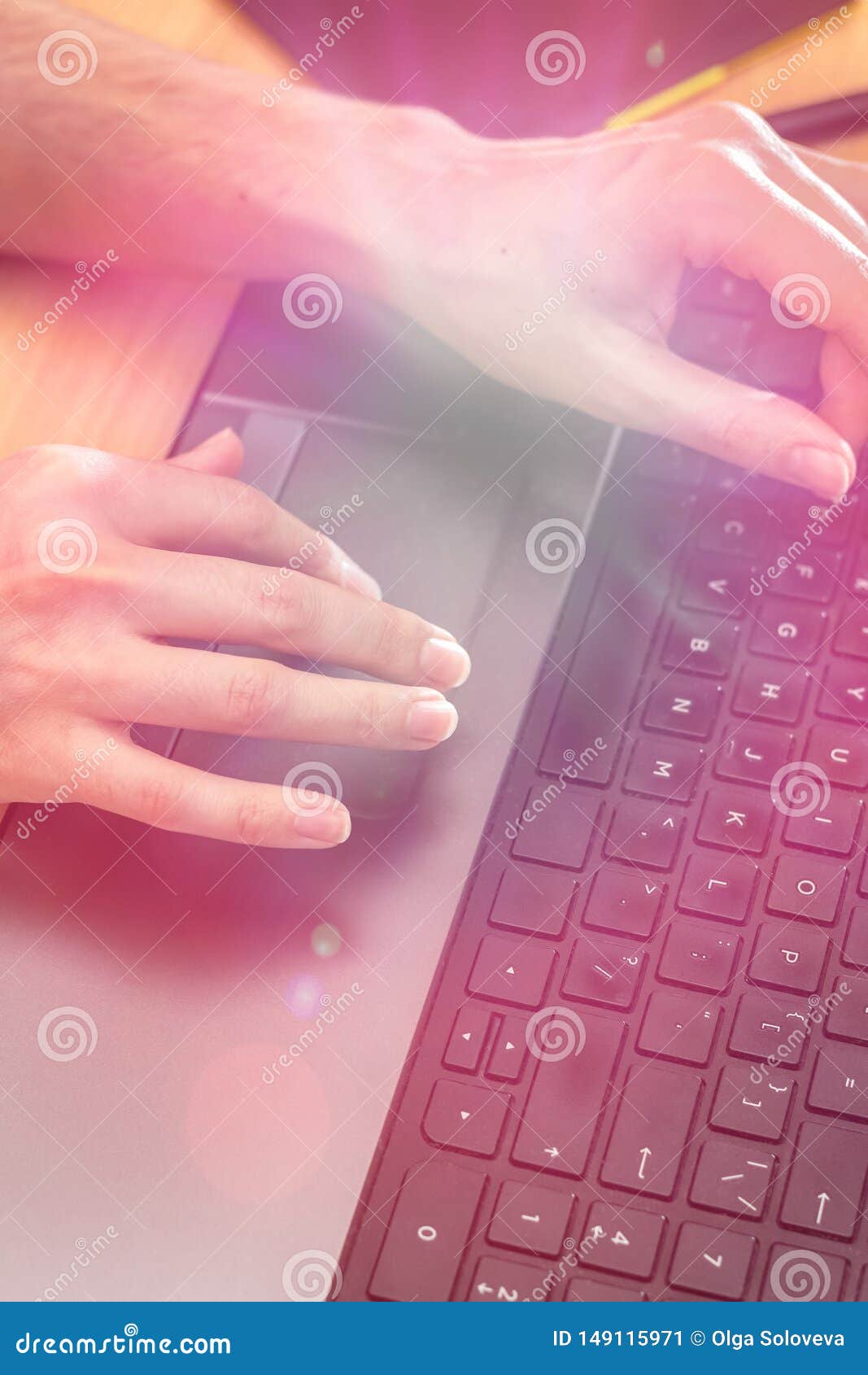 Closeup Image of Hand Using and Touching on Laptop Stock Image - Image ...