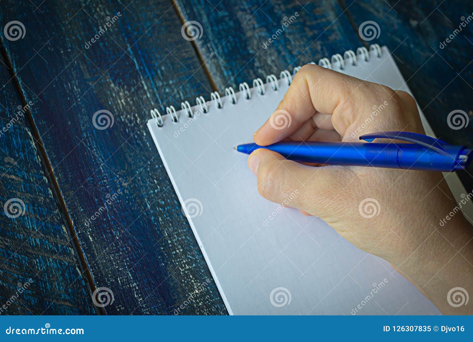 Closeup Image of Hand Writing Down on a Blank. Top View of Female Hands ...