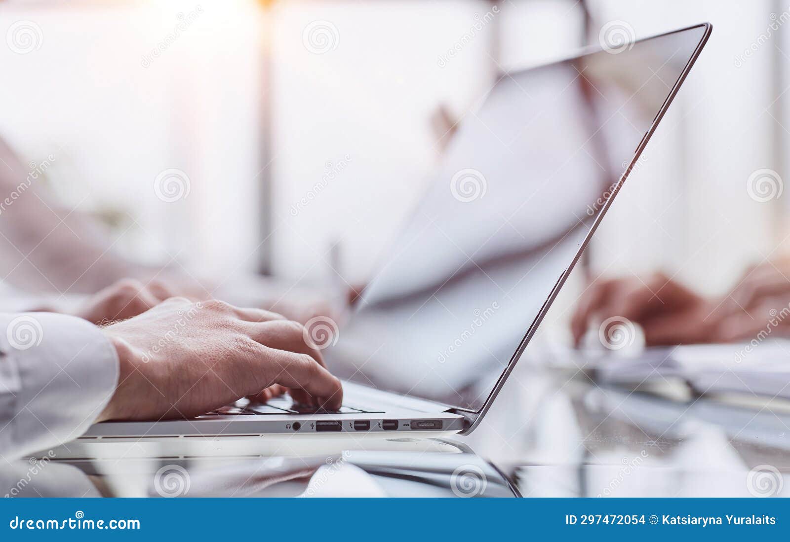Closeup Image of Hands Using and Typing on Laptop Stock Photo - Image ...