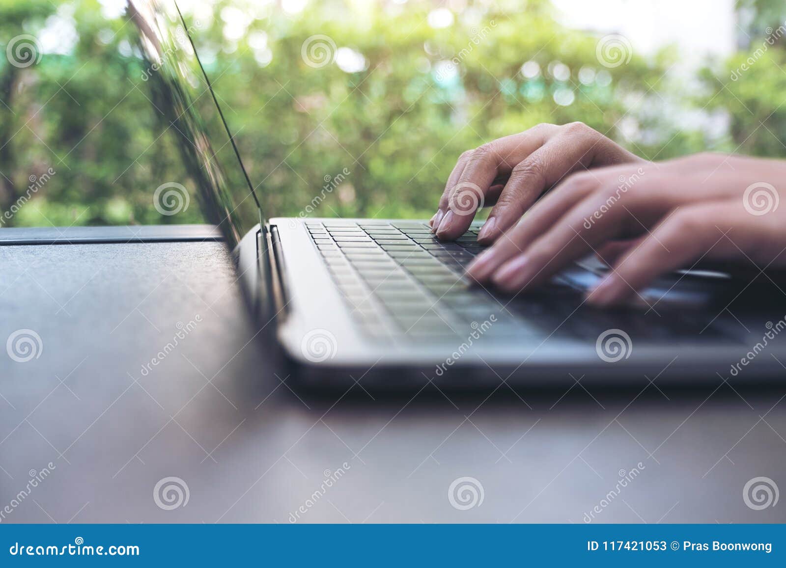 Hands Working and Typing on Laptop Keyboard in Office Stock Image ...