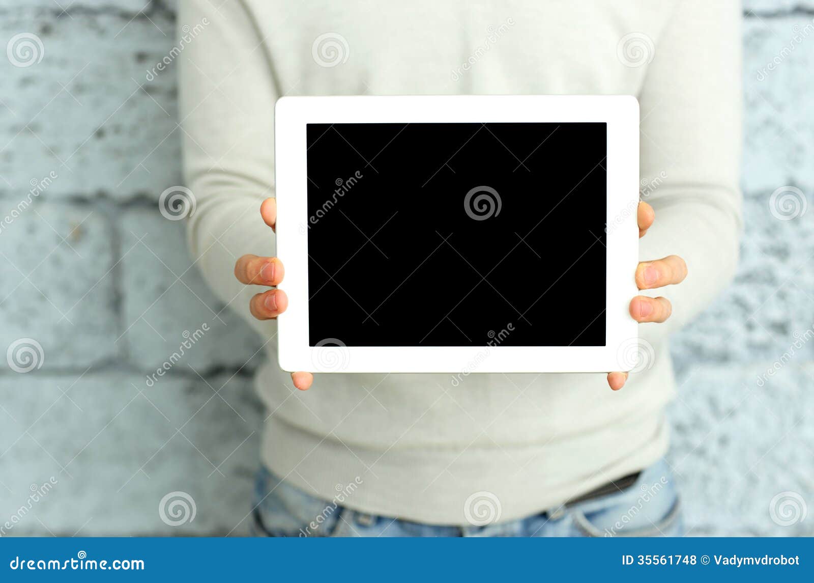 Closeup Image of Male Hands Showing Display of Tablet Computer Stock ...