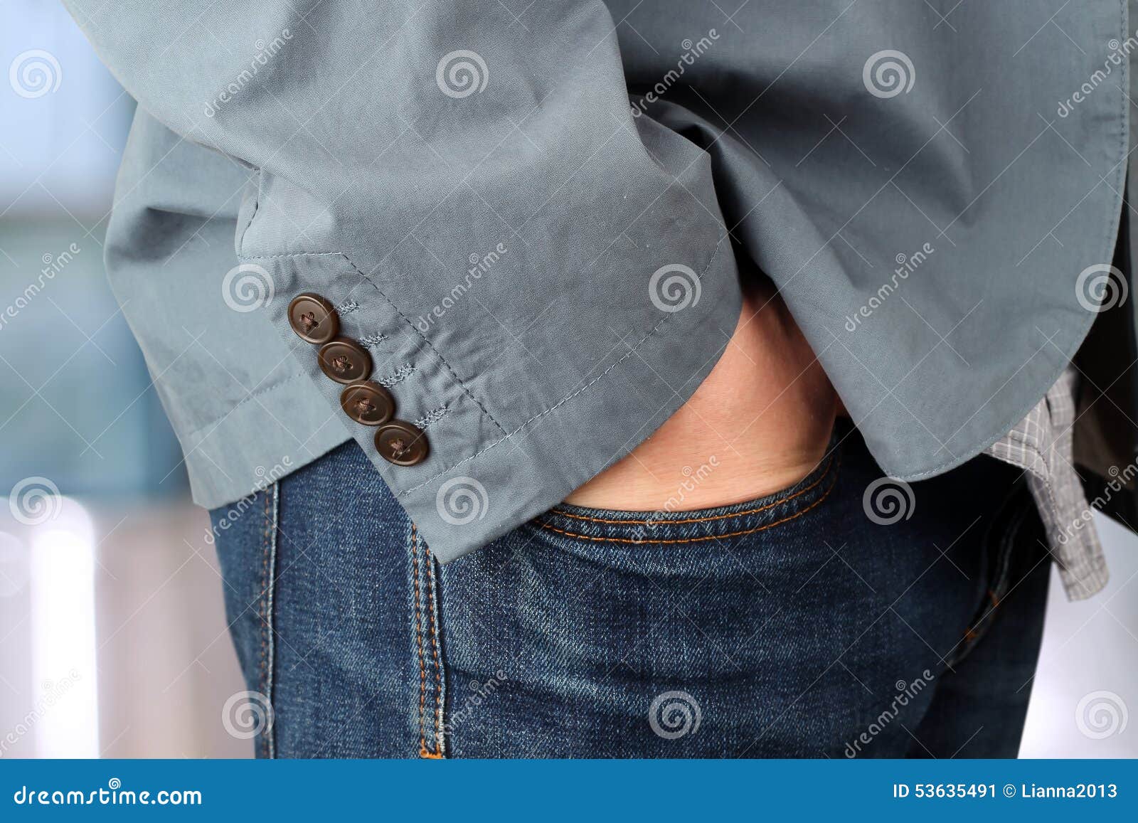 Closeup Image of a Man with His Hand in His Pocket Stock Image - Image ...