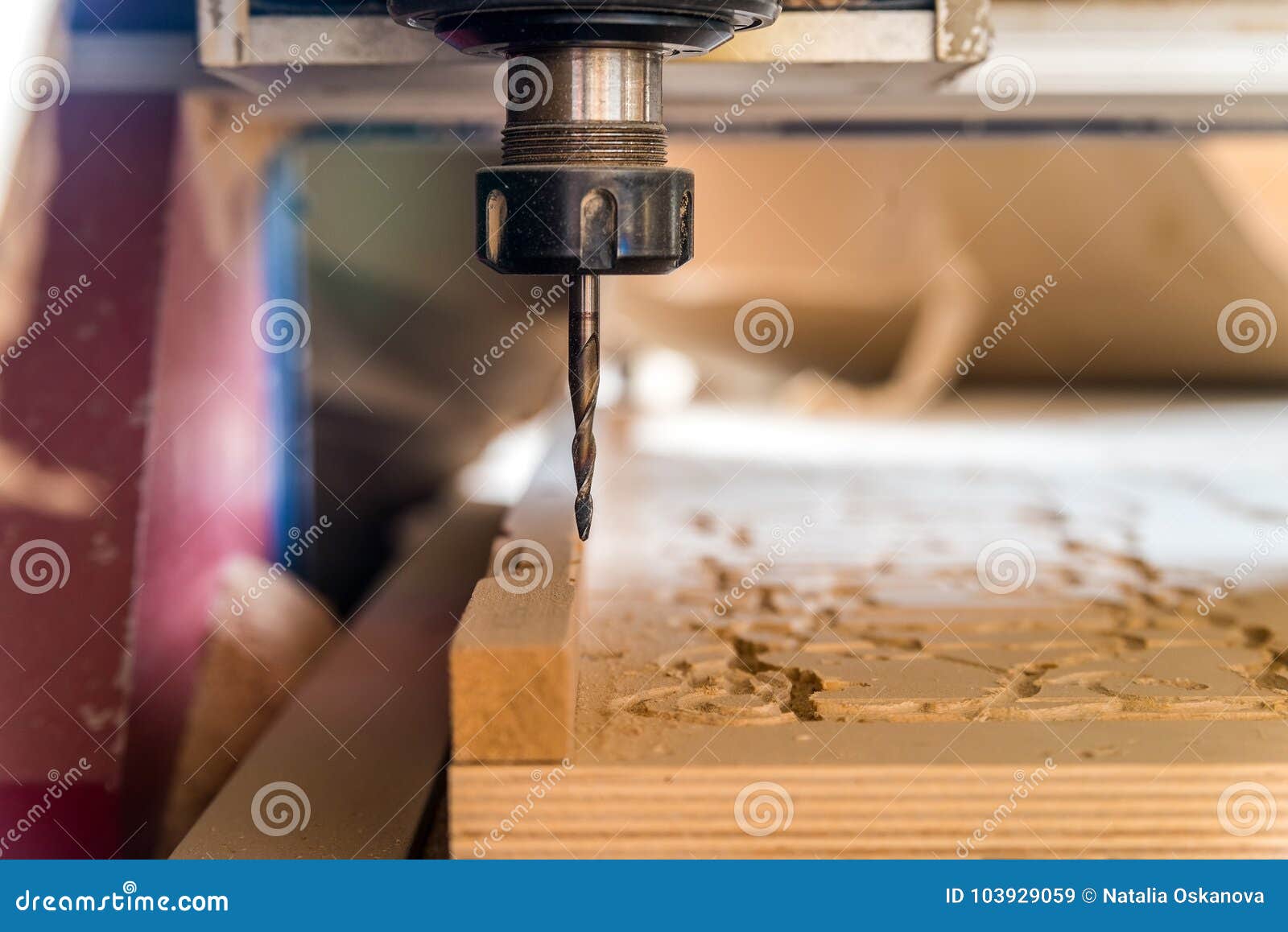 Close Up Milling Machine Processes Wood Stock Image - Image of ...
