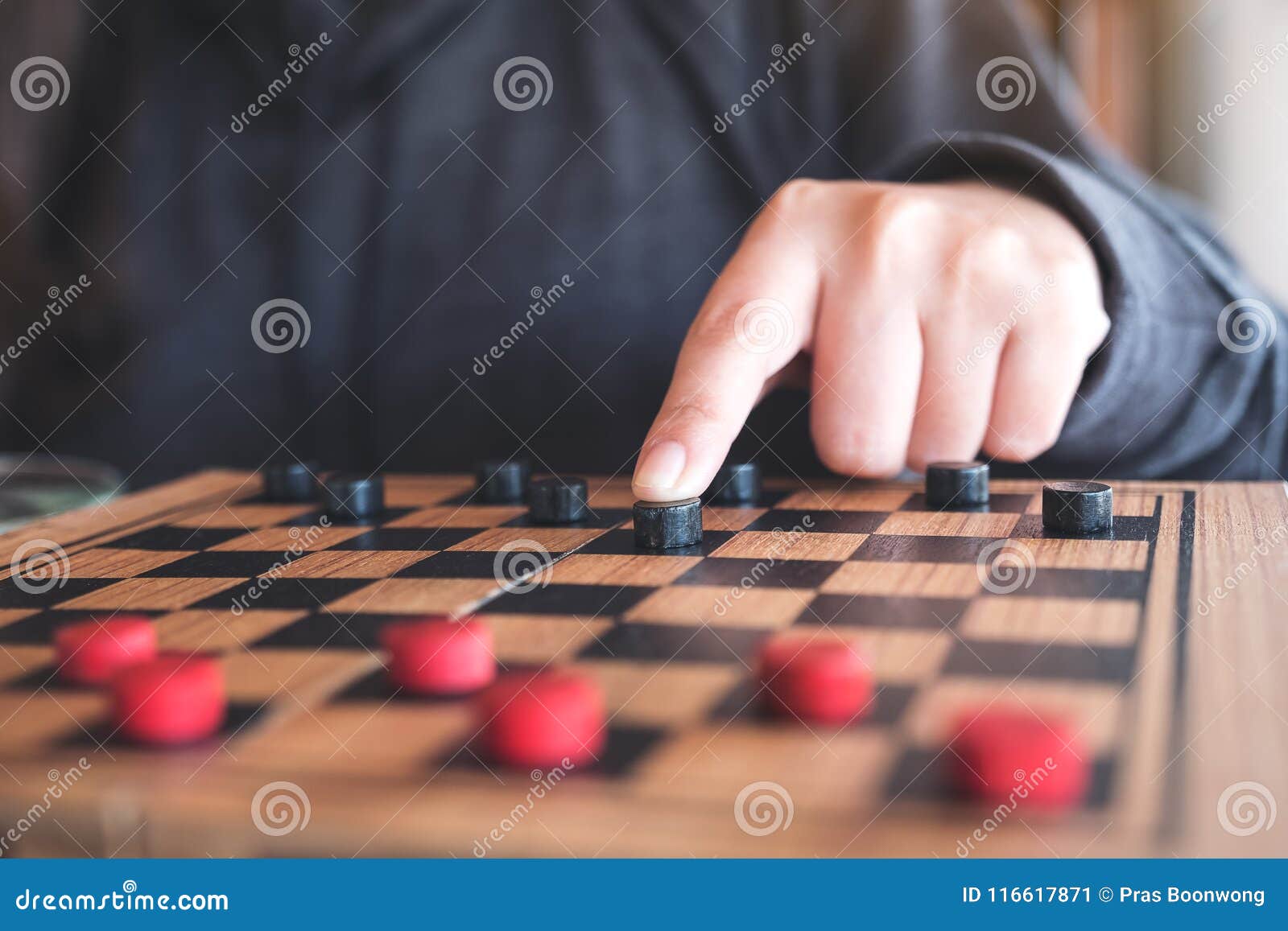 People Playing and Moving Checkers in a Chessboard Stock Image - Image ...