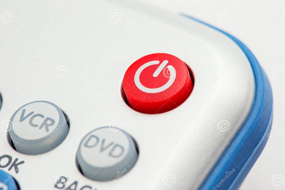 Closeup Image of a Red Power Button on a Remote Control Stock Photo ...