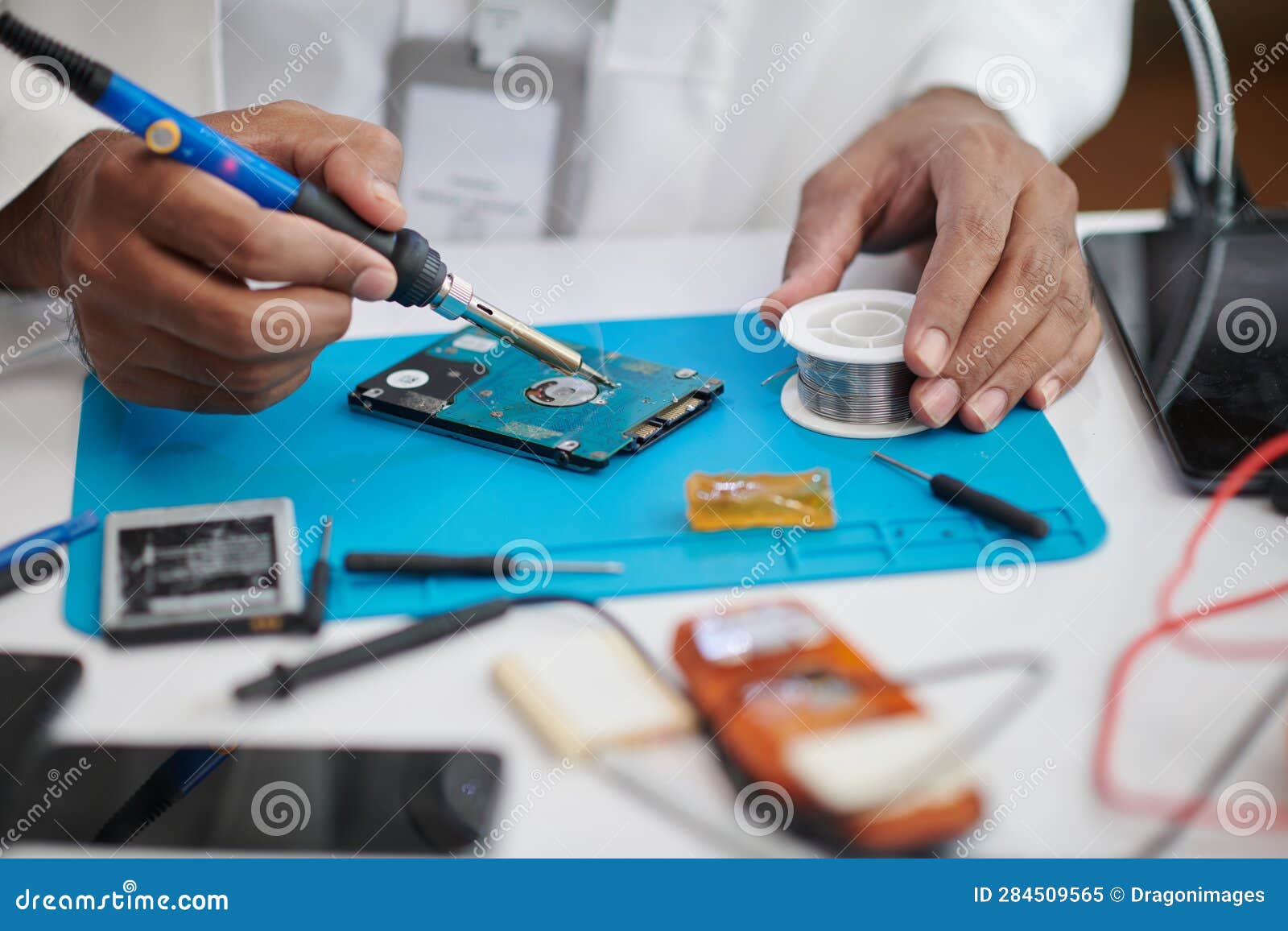 Technician Soldering Hard Drive Stock Image - Image of engineer ...