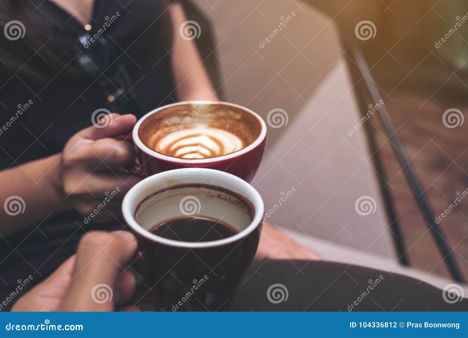Closeup Image of Two People Clinking Coffee Cups Stock Photo - Image of ...