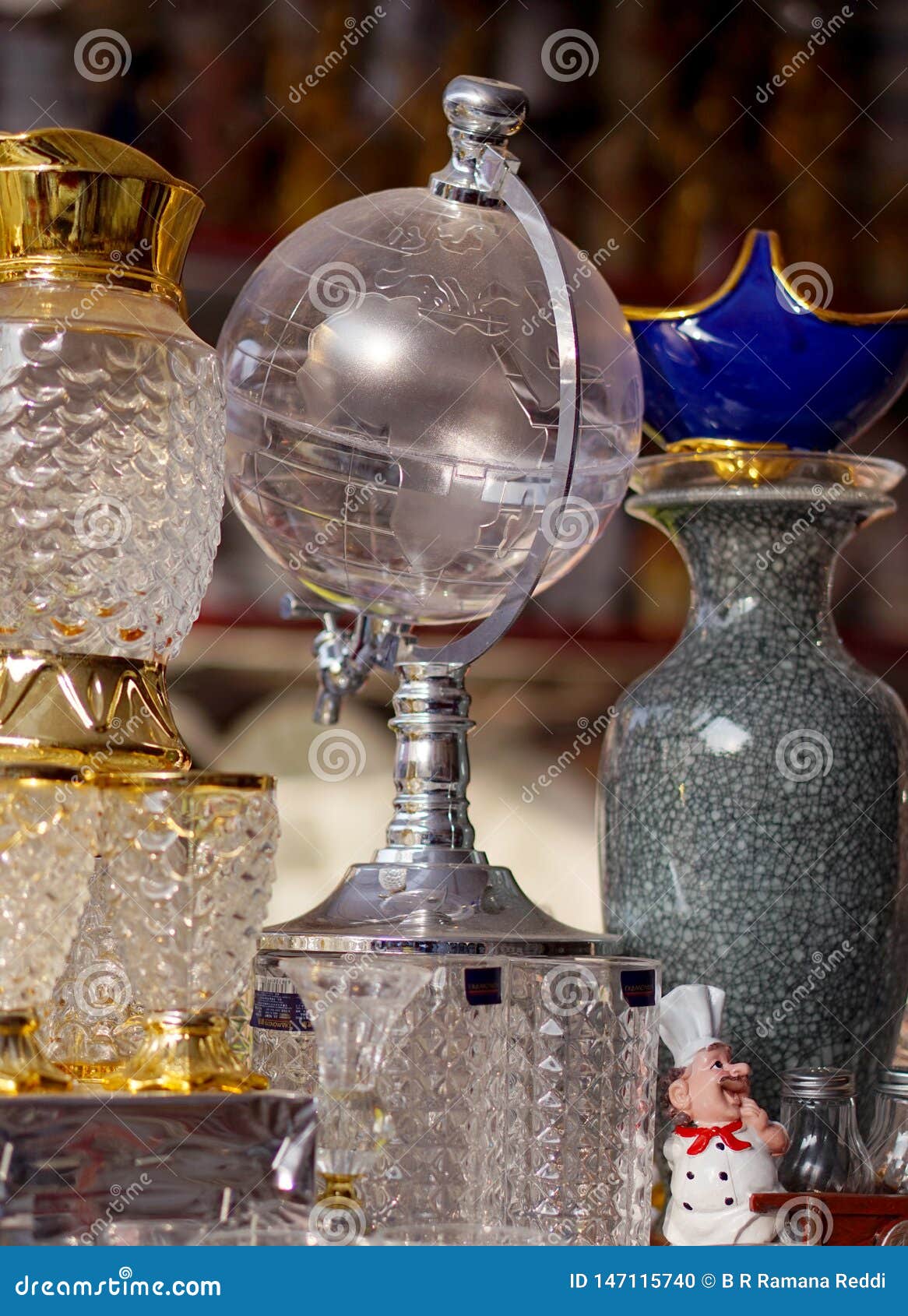 Closeup of Indian Kitchenware or Table Ware Display Stock Photo - Image ...